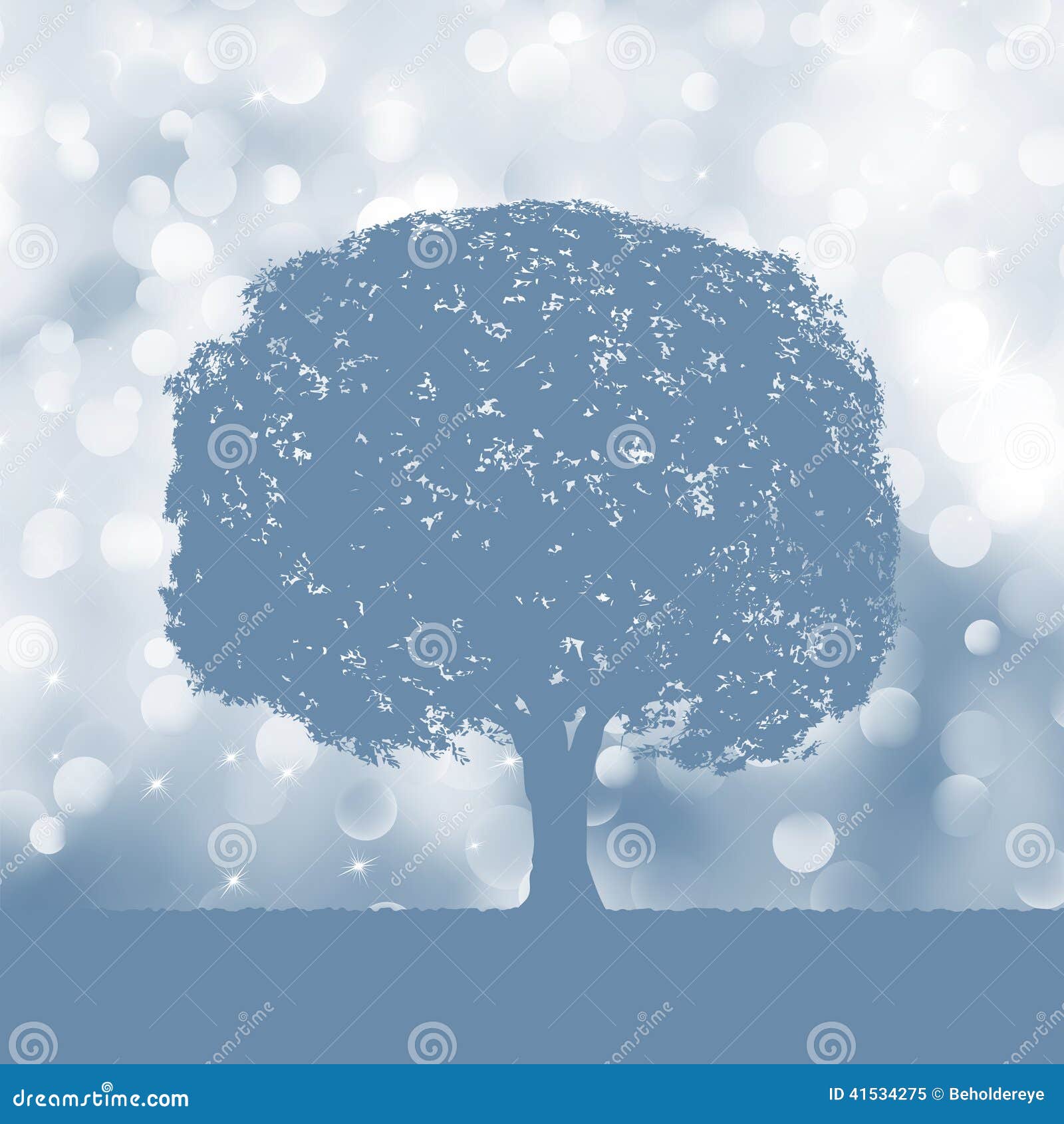 Tree Silhouette Blue and White Landscape. EPS 8 Stock Vector ...