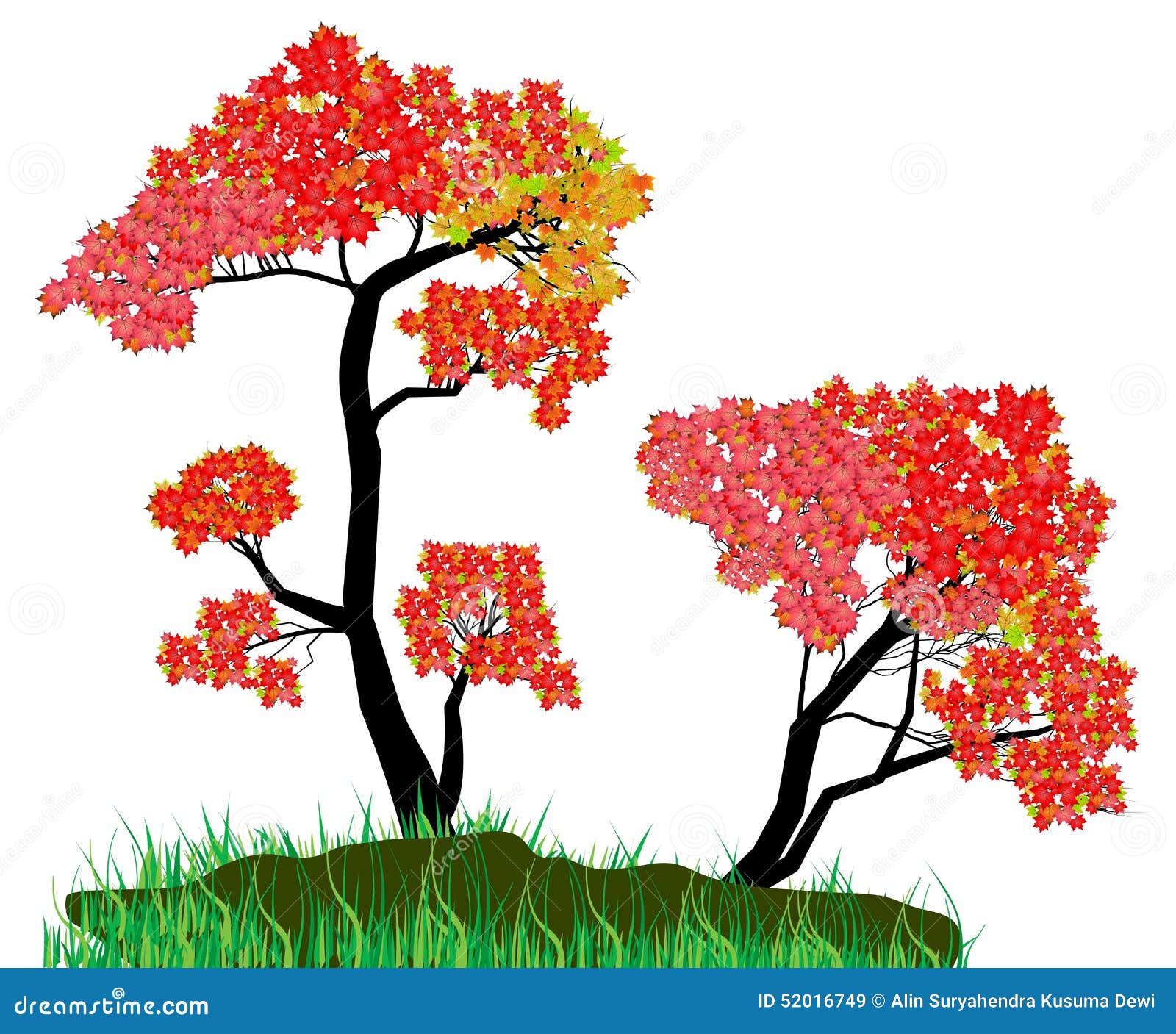 Tree Silhouette with Brown Leaves Stock Vector - Illustration of ...