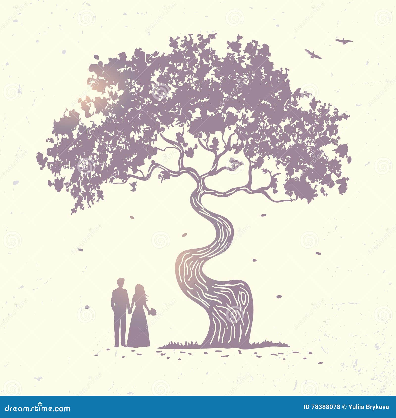 Tree silhouette couple stock vector. Illustration of card - 78388078