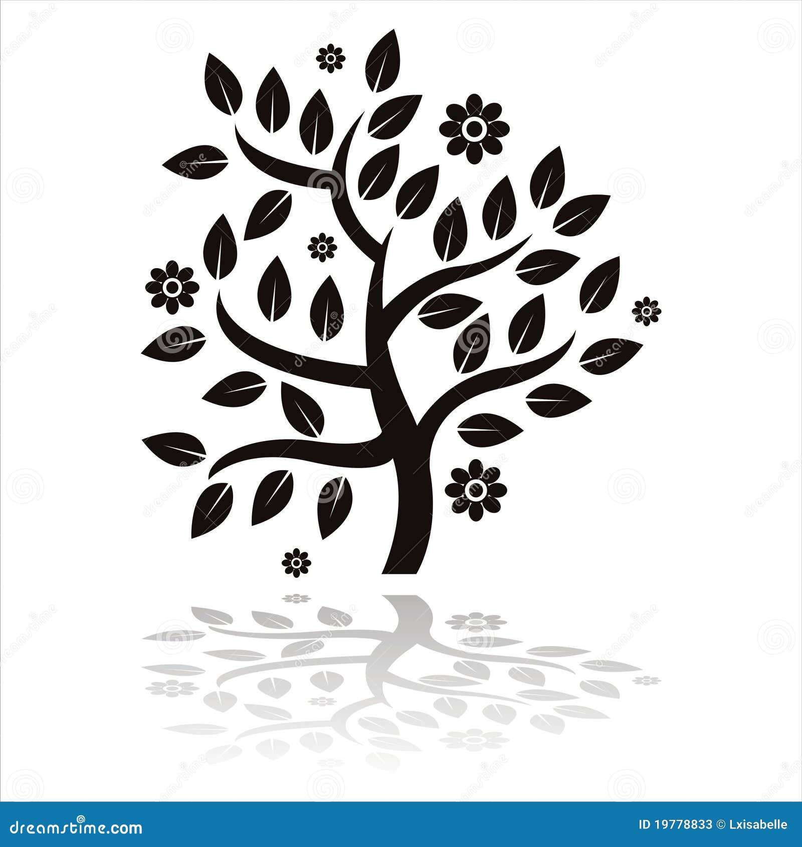 Tree Silhouette with Flowers Stock Vector - Illustration of tree ...