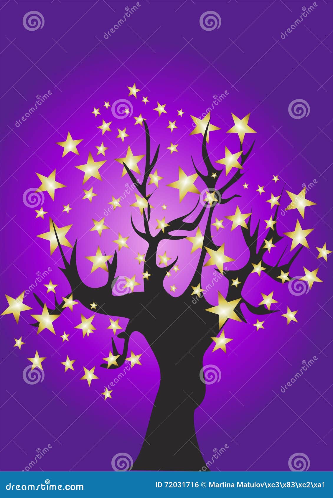 Magic tree silhouette stock vector. Illustration of dark - 72031716