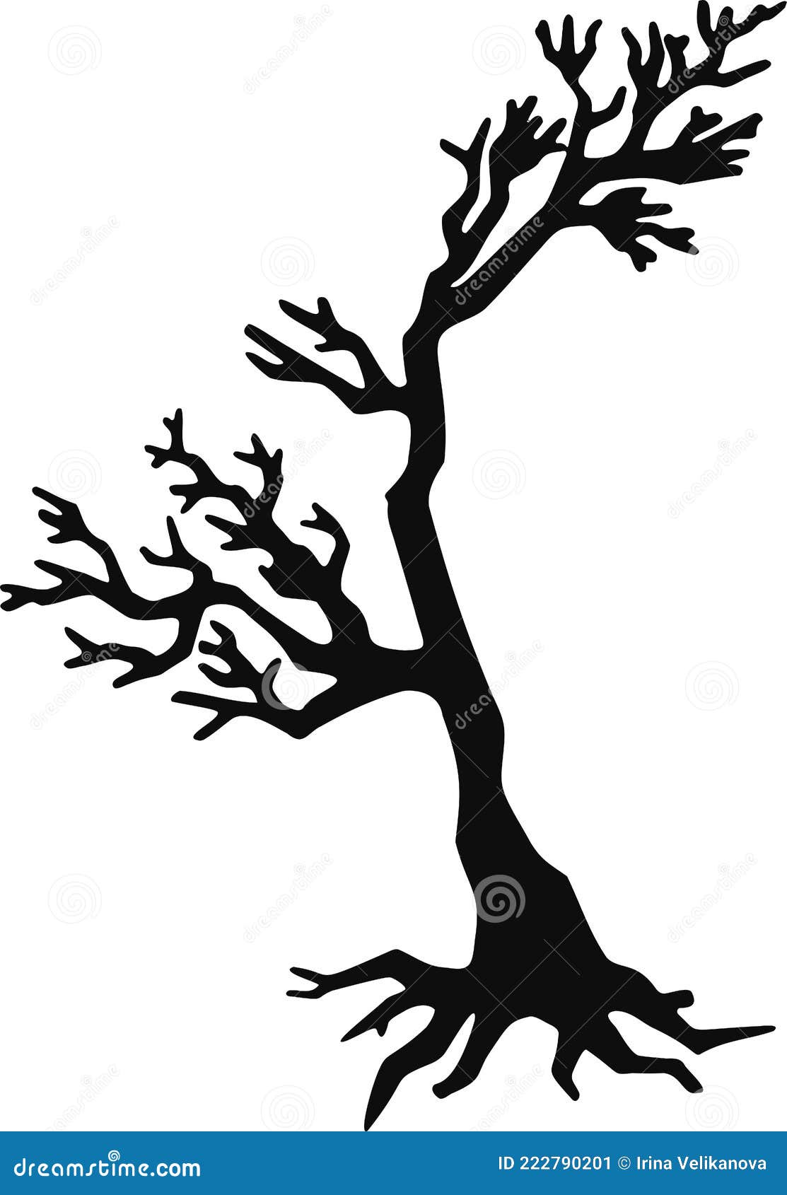 Tree Silhouette without Leaves, Hand Drawn Illustration Vector Stock ...