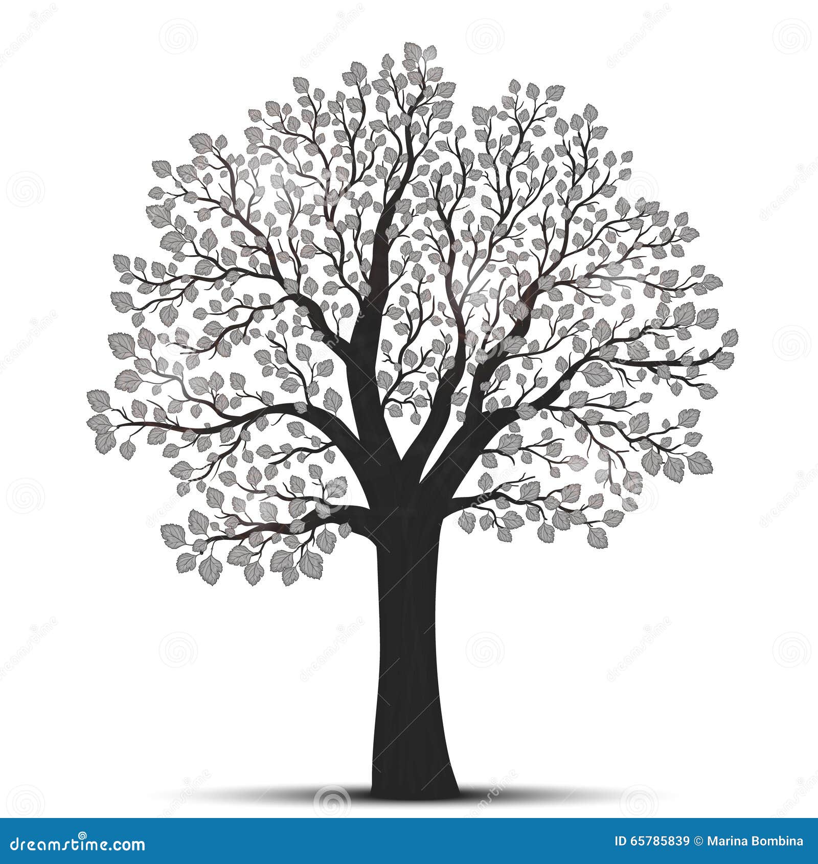 Tree Silhouette with Leaves Stock Vector - Illustration of design ...