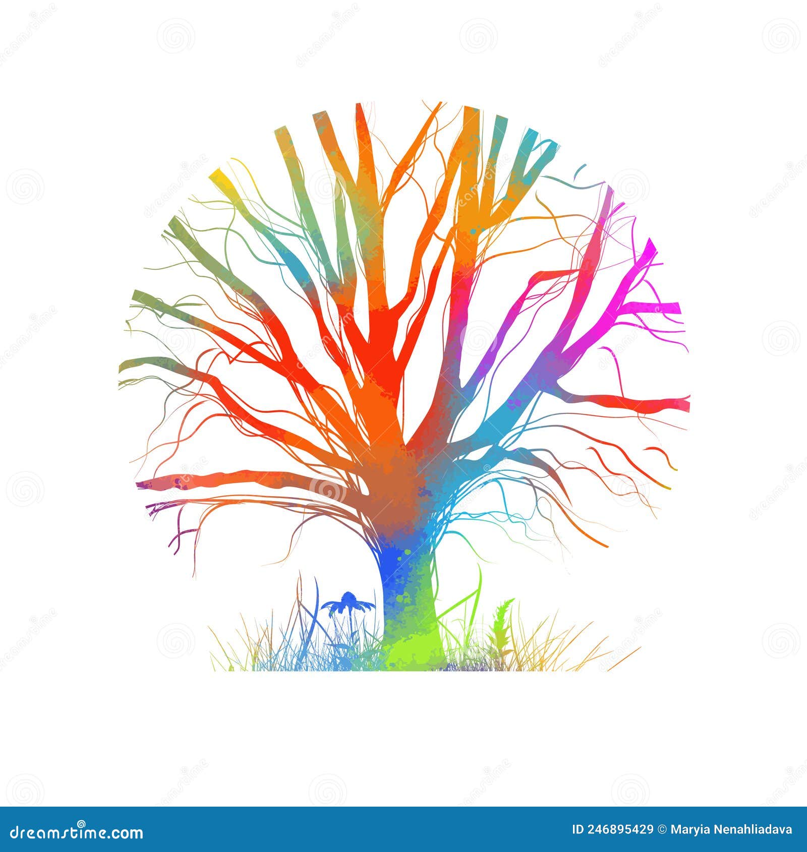 Tree Colorful Silhouette Logo. Magic Rainbow Tree. Vector Illustration ...