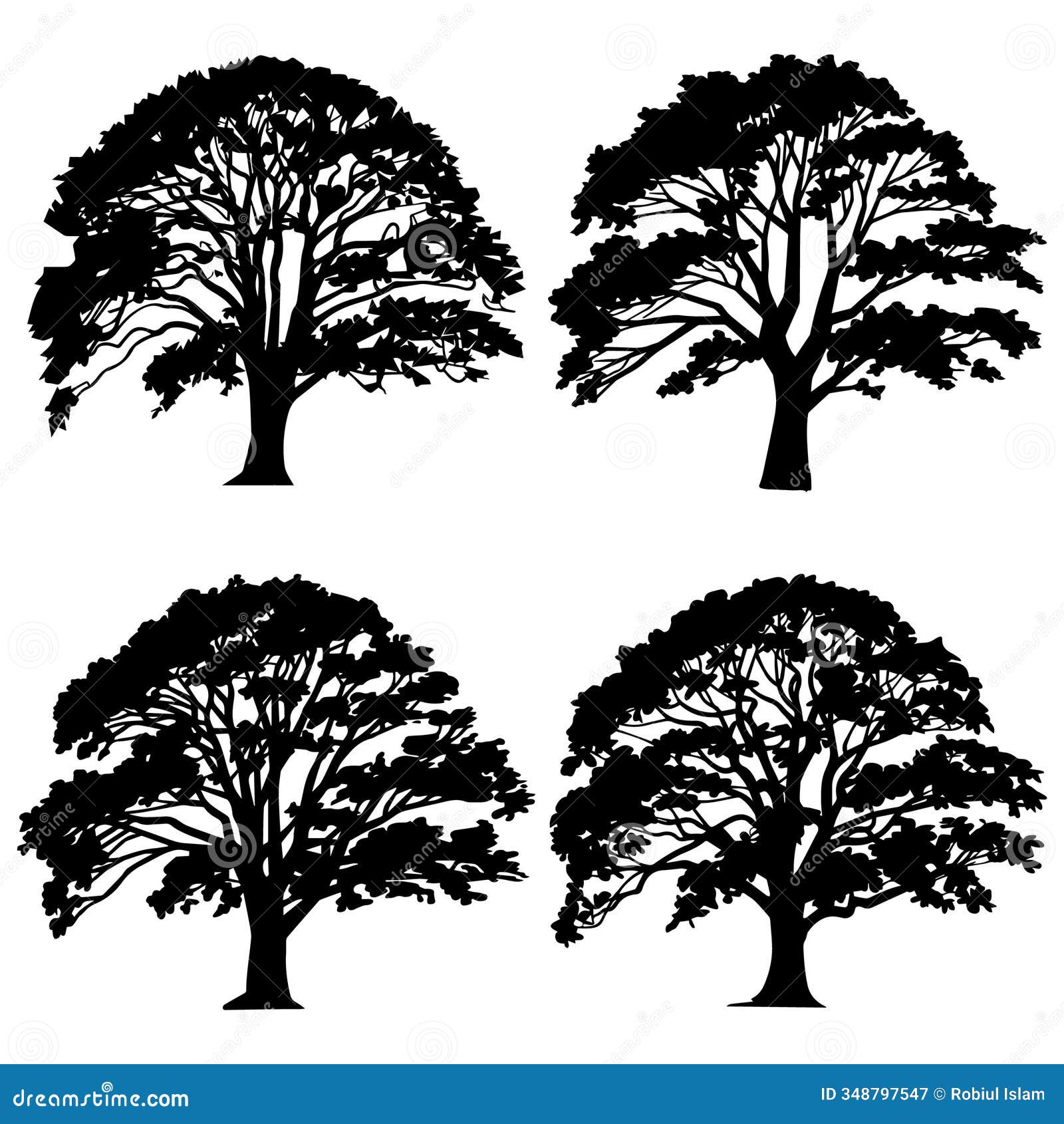Tree Silhouette with Multiple Branches. Vector Design Stock ...