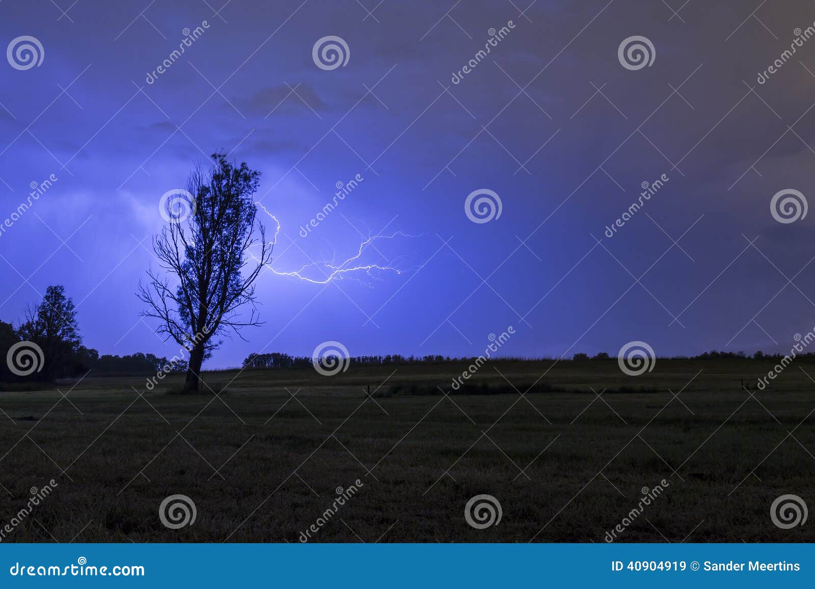 Tree Silhouette Thunderstrike Stock Image - Image of spectacular ...