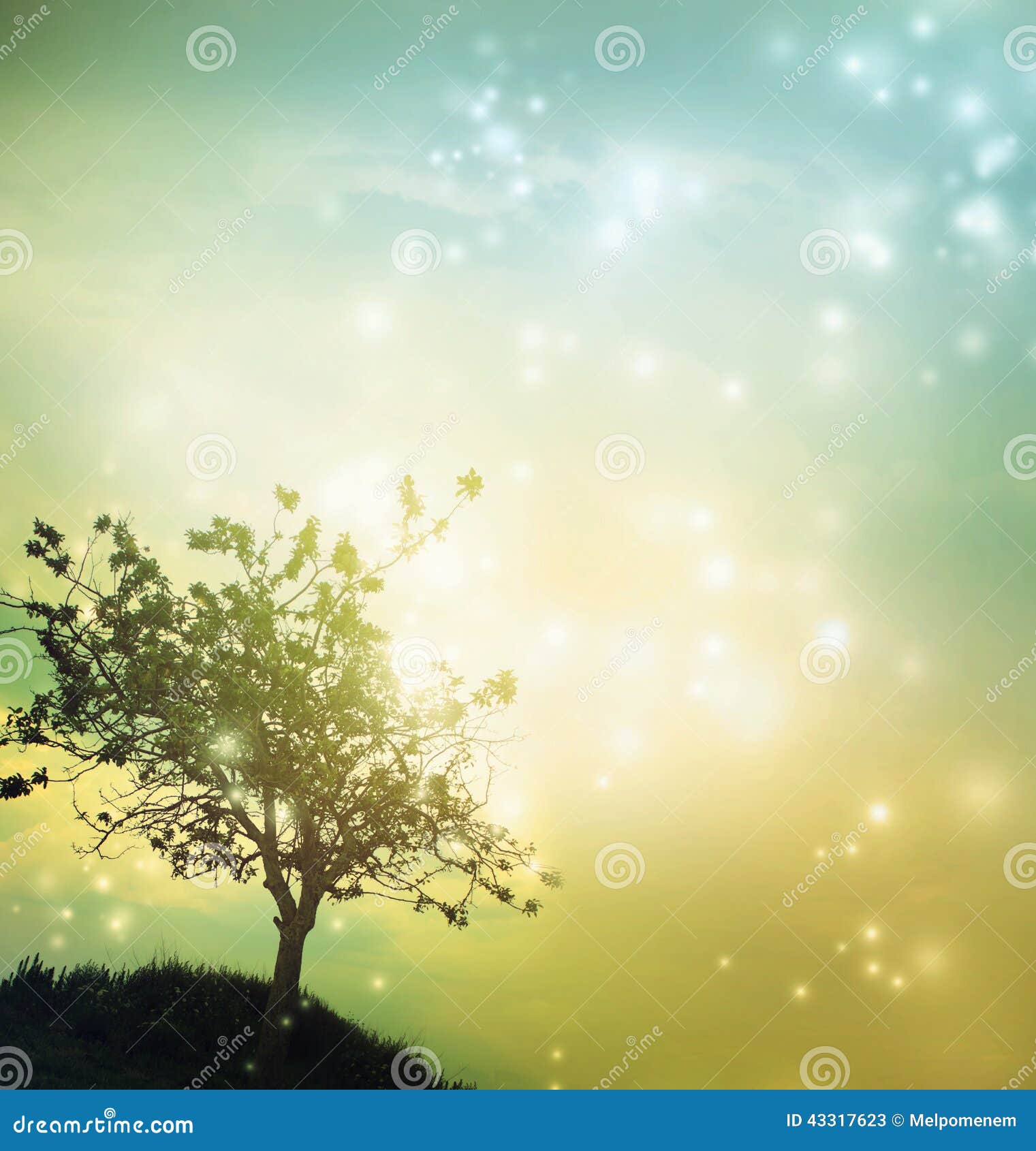 Tree Silhouette at Twilight Stock Illustration - Illustration of ...