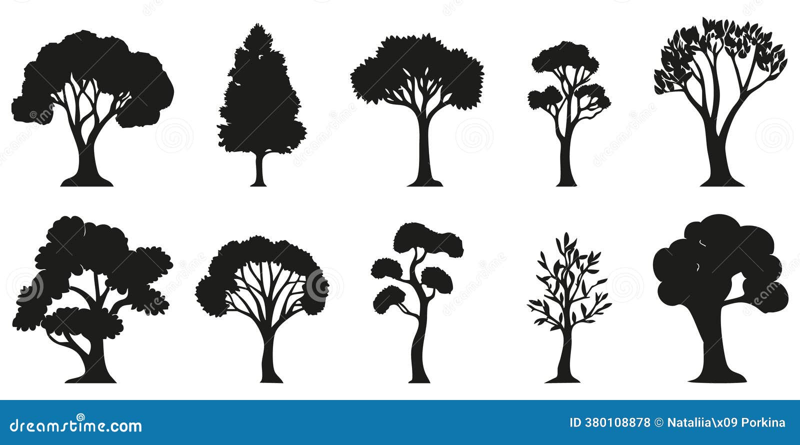 Tree Silhouettes Collection. Diverse Tree Shapes For Design And ...