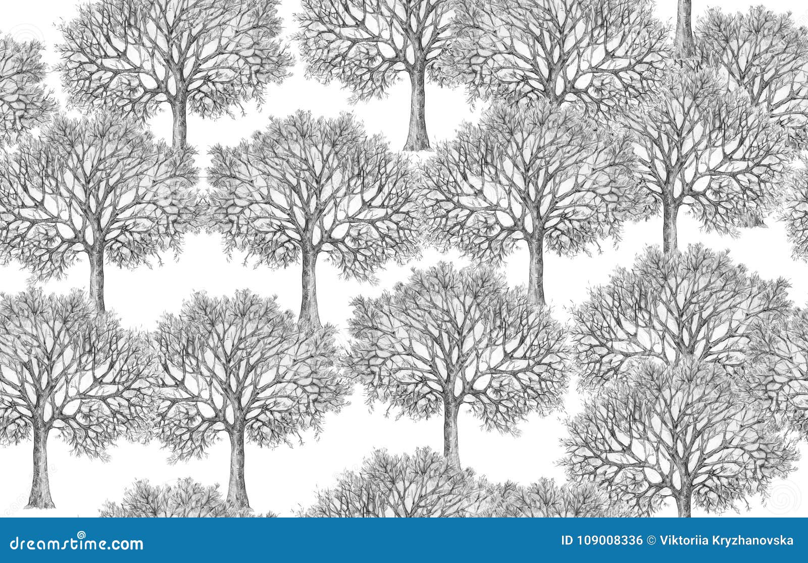 Tree Silhouettes Seamless Pattern. Stock Illustration - Illustration of ...