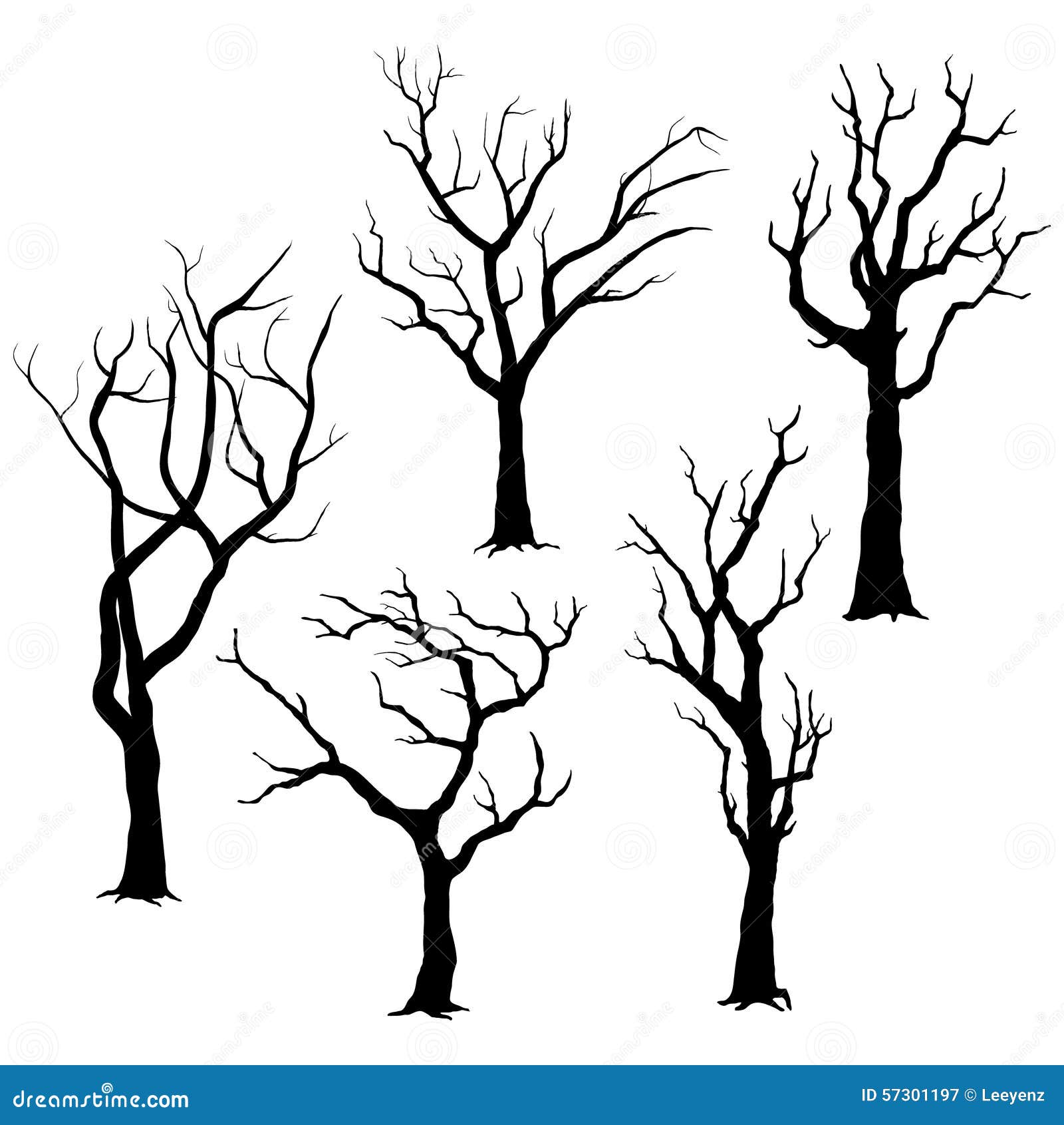 Tree Silhouettes Isolated On White Background For Landscape Design ...