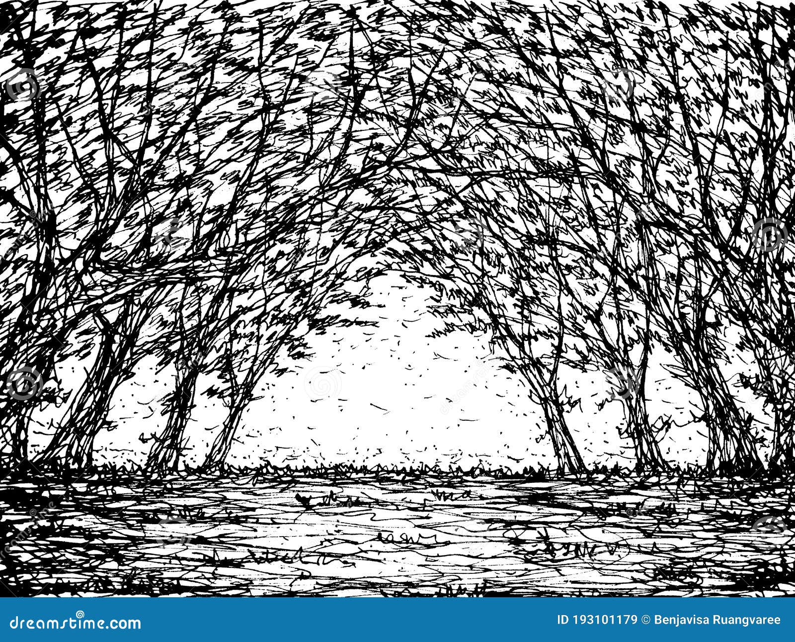 Tree Sketch Doodle Forest Illustration Hand Drawing Stock Illustration ...