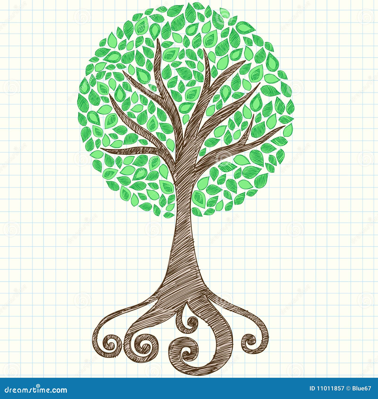 Tree Sketchy Notebook Doodle On Graph Paper Stock Vector - Image: 11011857