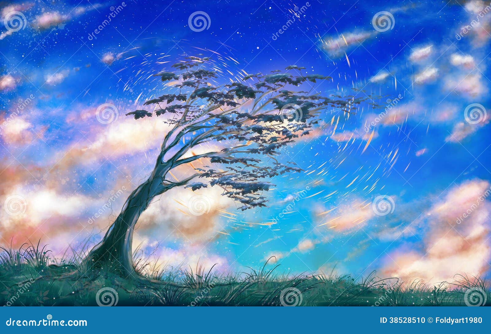 Tree sky stock illustration. Illustration of lawn, nature - 38528510