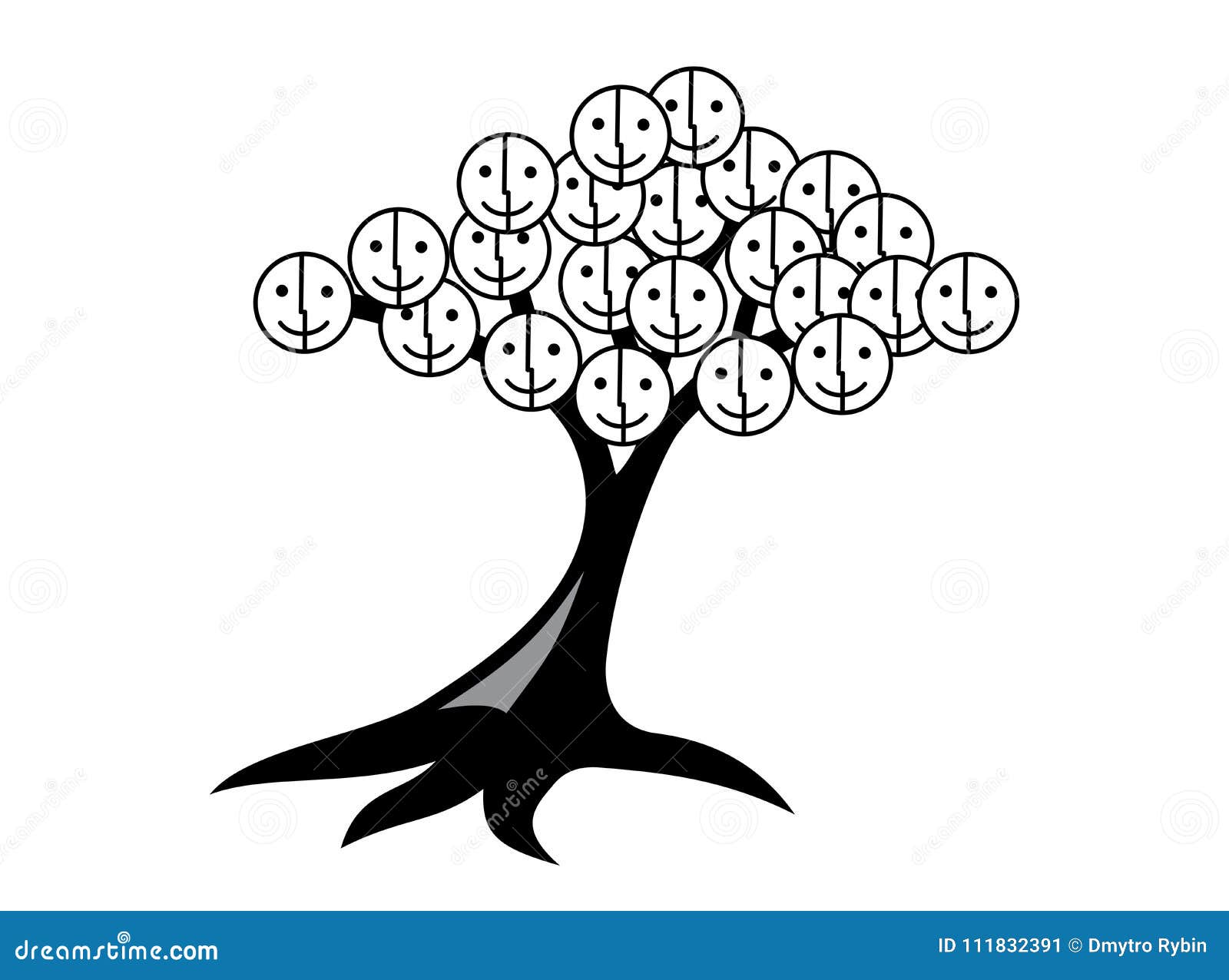Tree of Smiles and Joy. Tree with Smiley Face Stock Vector ...