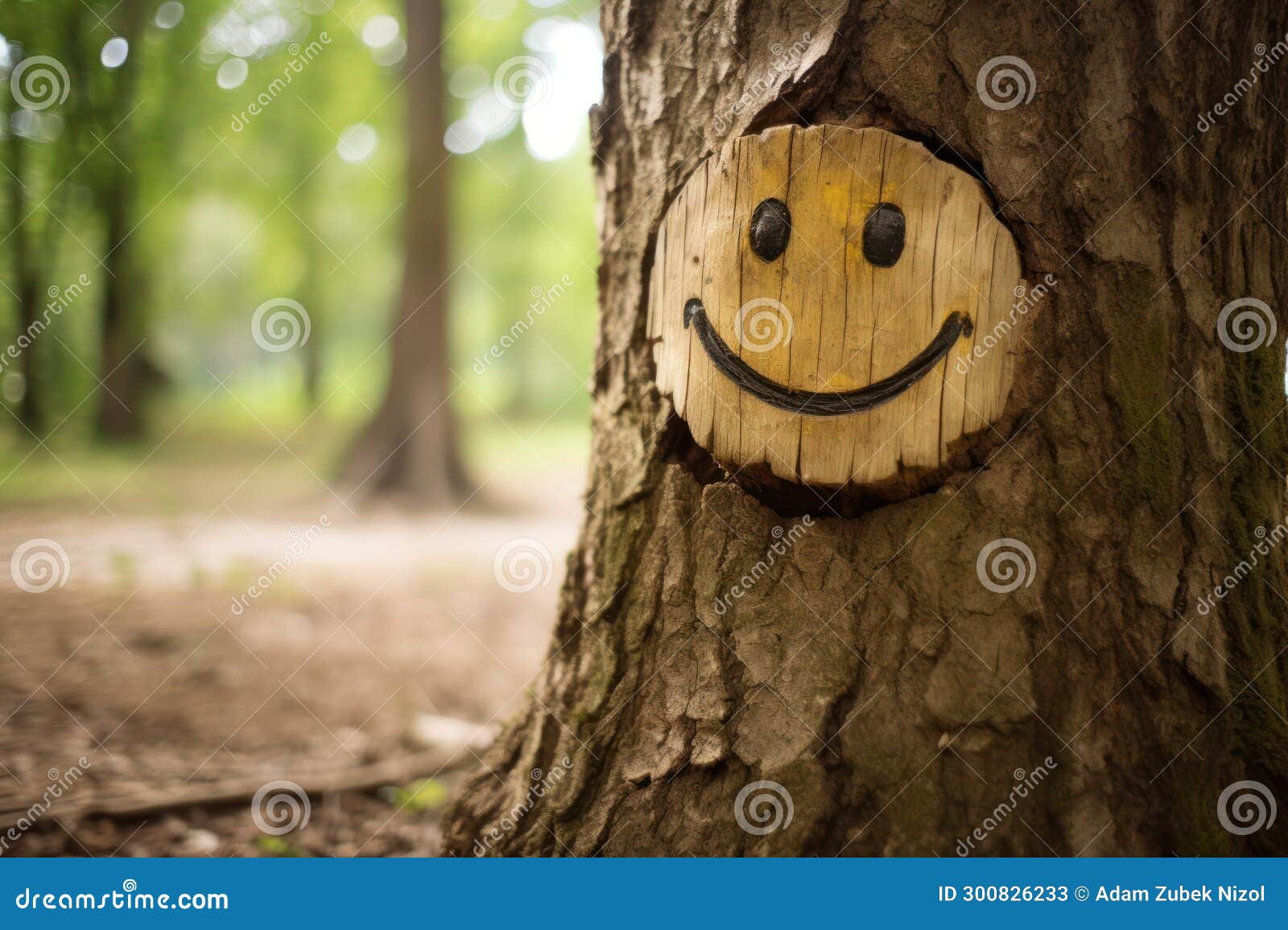 A Tree with a Smiley Face Carved in it Stock Illustration ...