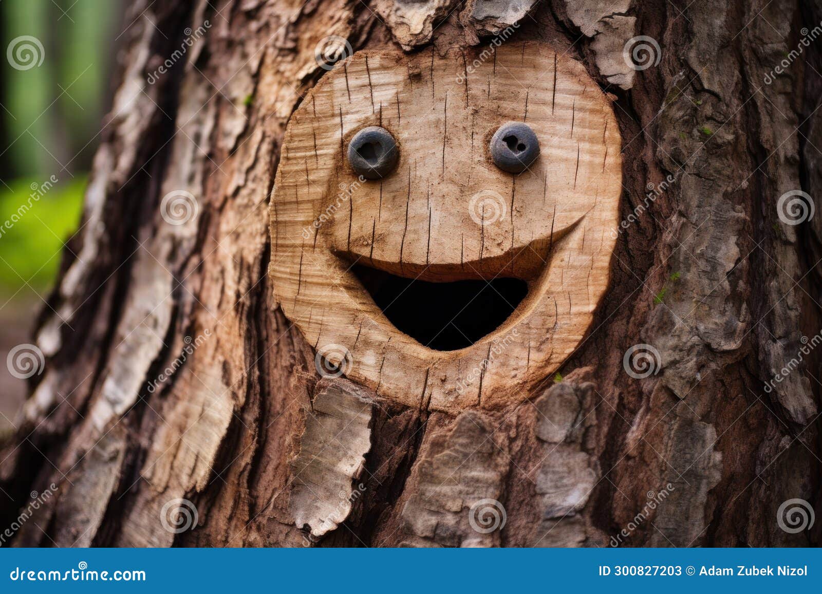 A Tree with a Smiley Face Carved in it Stock Illustration ...