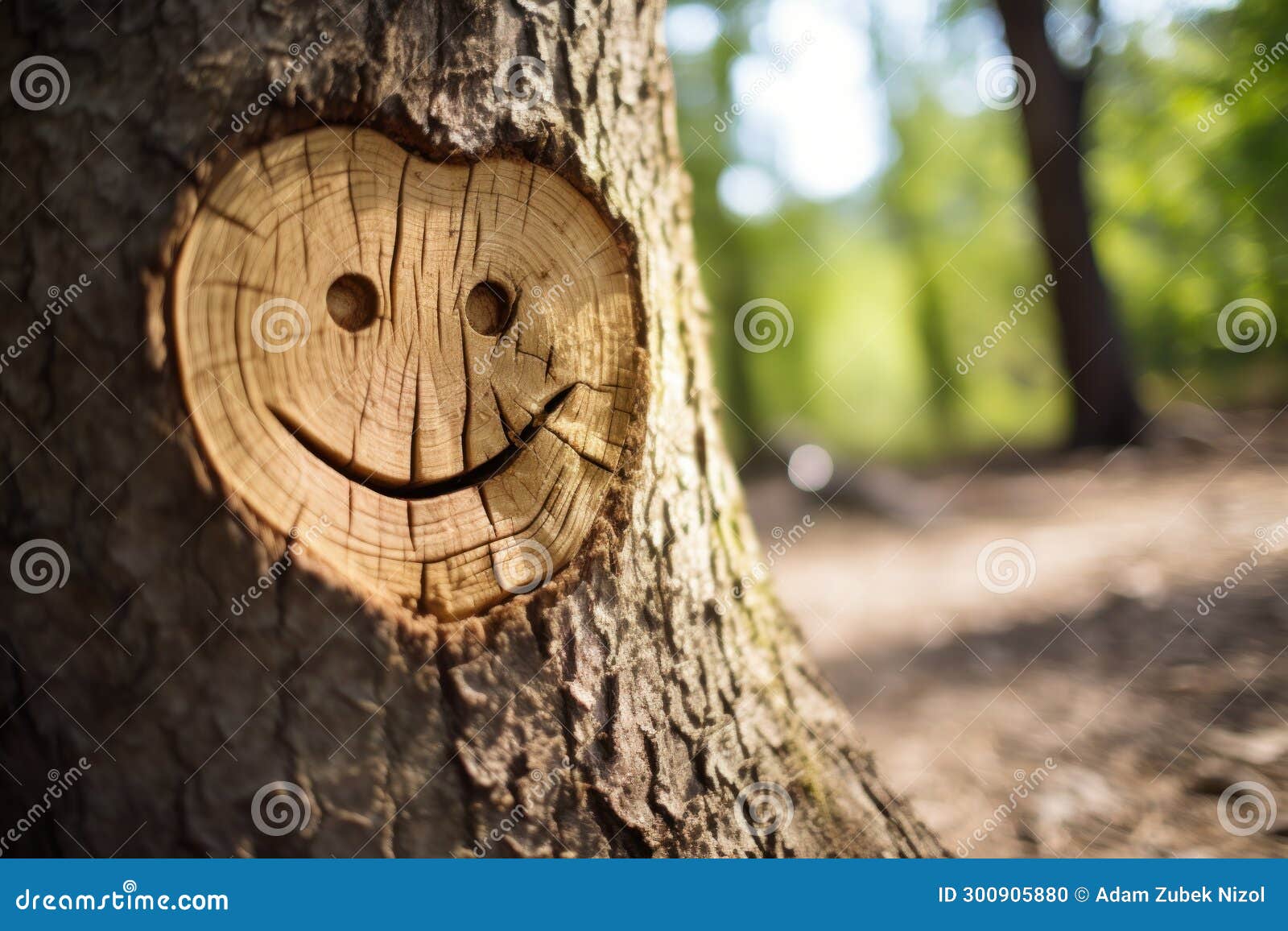 A Tree with a Smiley Face Carved in it Stock Illustration ...