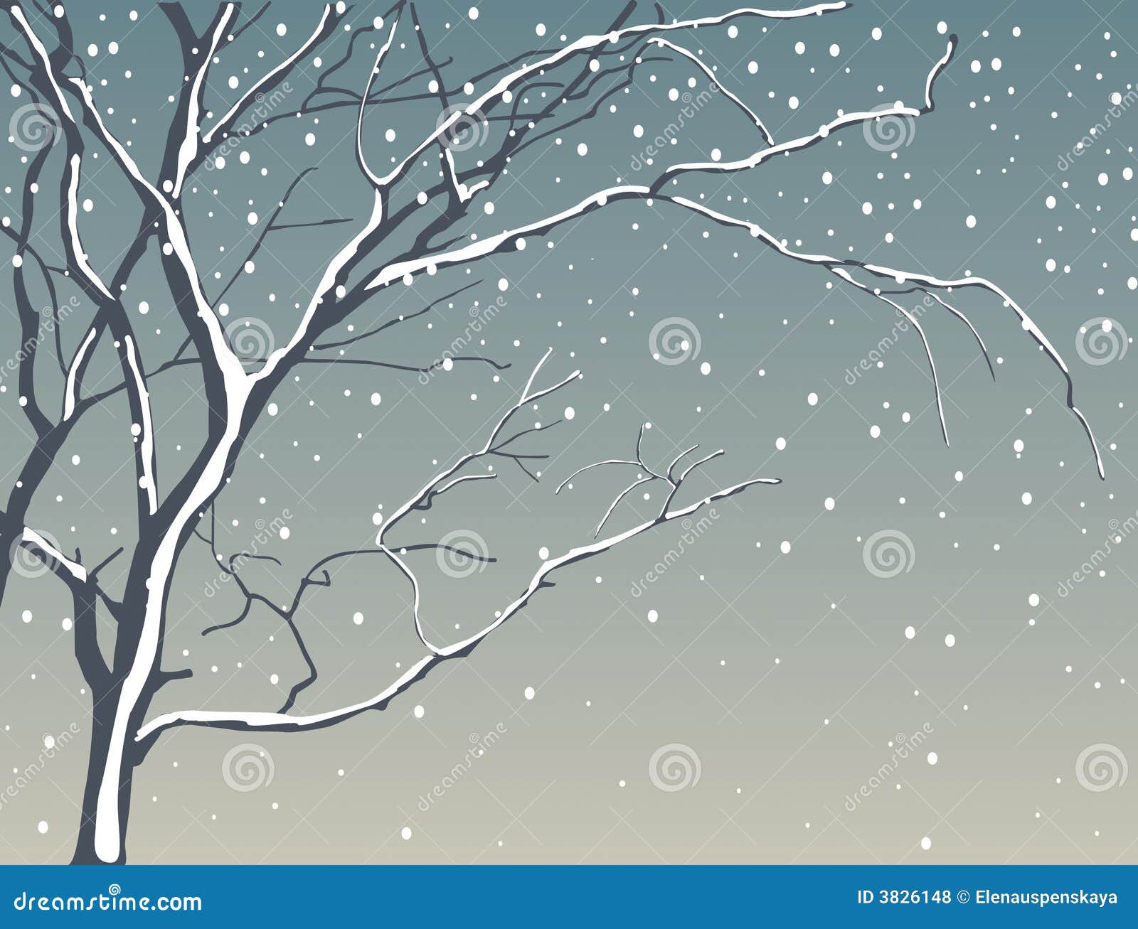 Tree in snowfall stock vector. Illustration of snowdrift - 3826148
