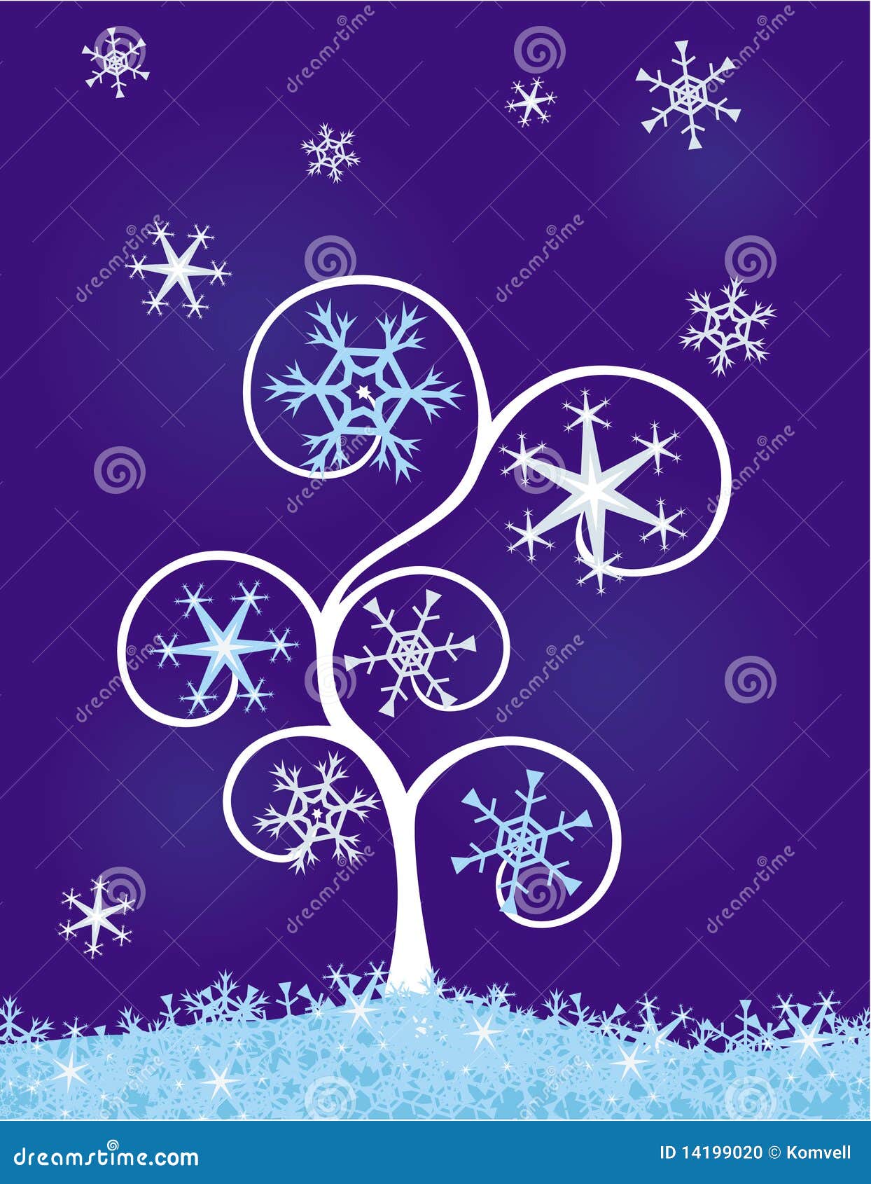 Tree with snowflakes stock vector. Illustration of xmas - 14199020