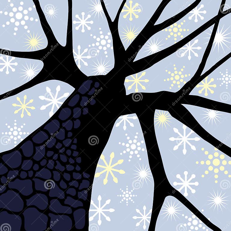 Tree with Snowflakes stock vector. Illustration of black - 1488148