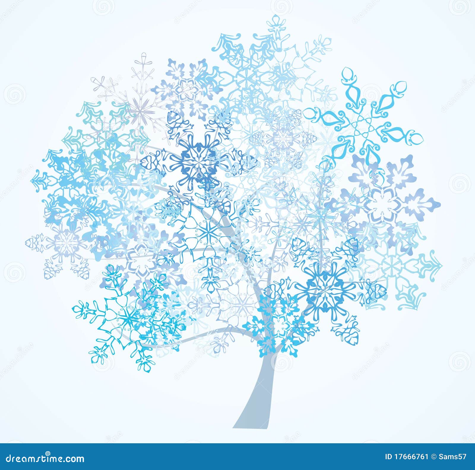 Tree from snowflakes stock vector. Illustration of ornament - 17666761