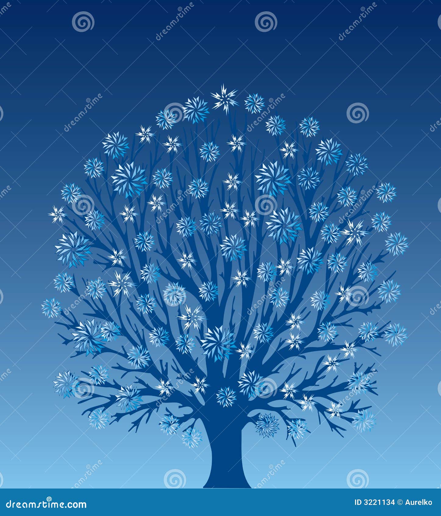 Tree with snowflakes stock vector. Illustration of background - 3221134