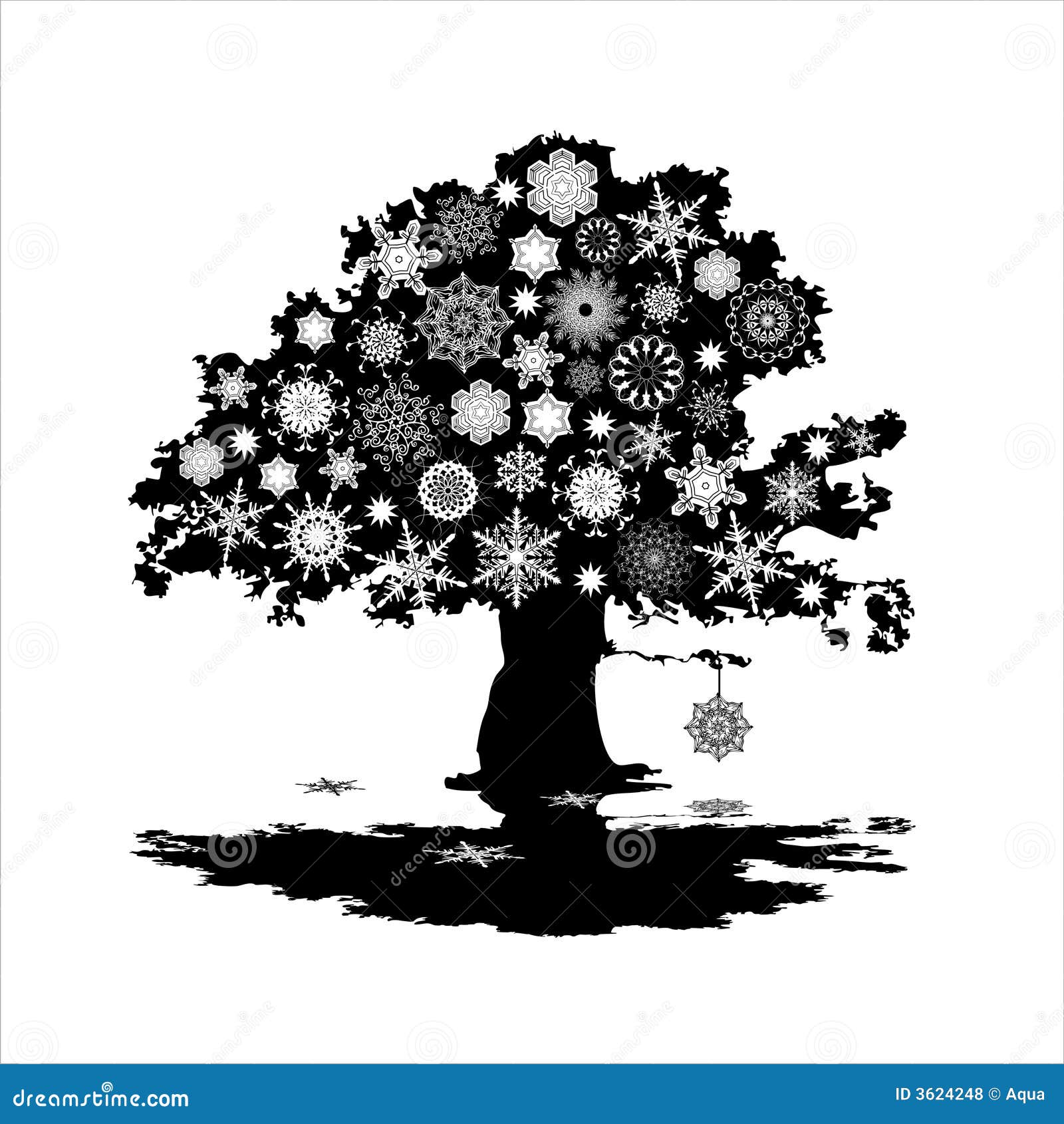 Tree with snowflakes stock vector. Illustration of nature - 3624248