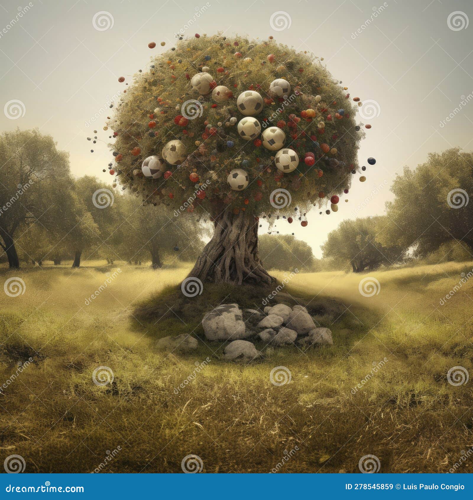 A tree of soccer balls stock illustration. Illustration of white ...