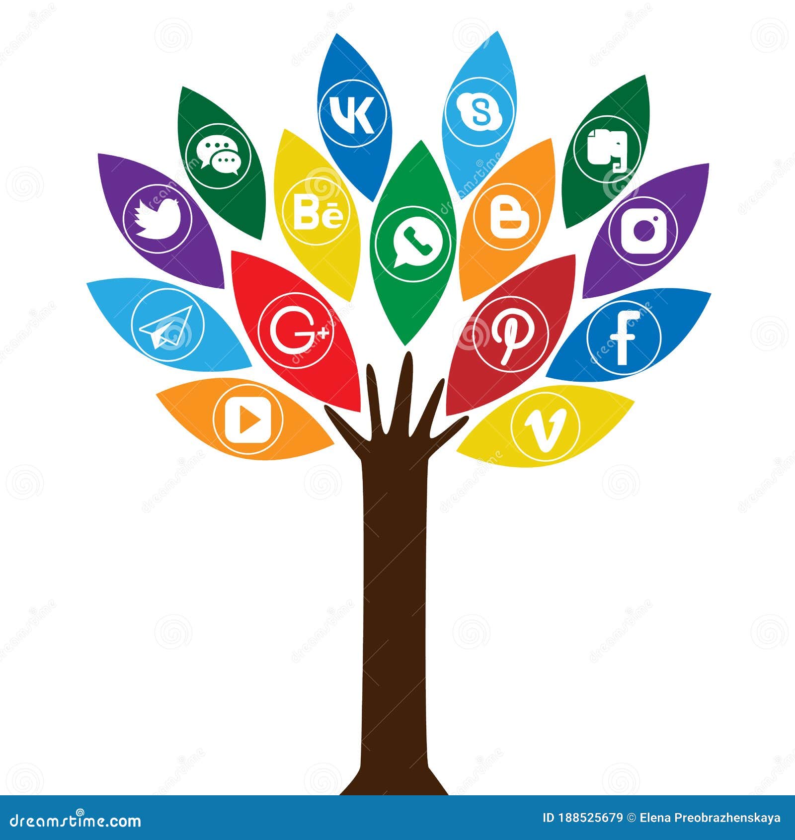 Tree with Social Network Icons on the Foliage. Infographic Element ...