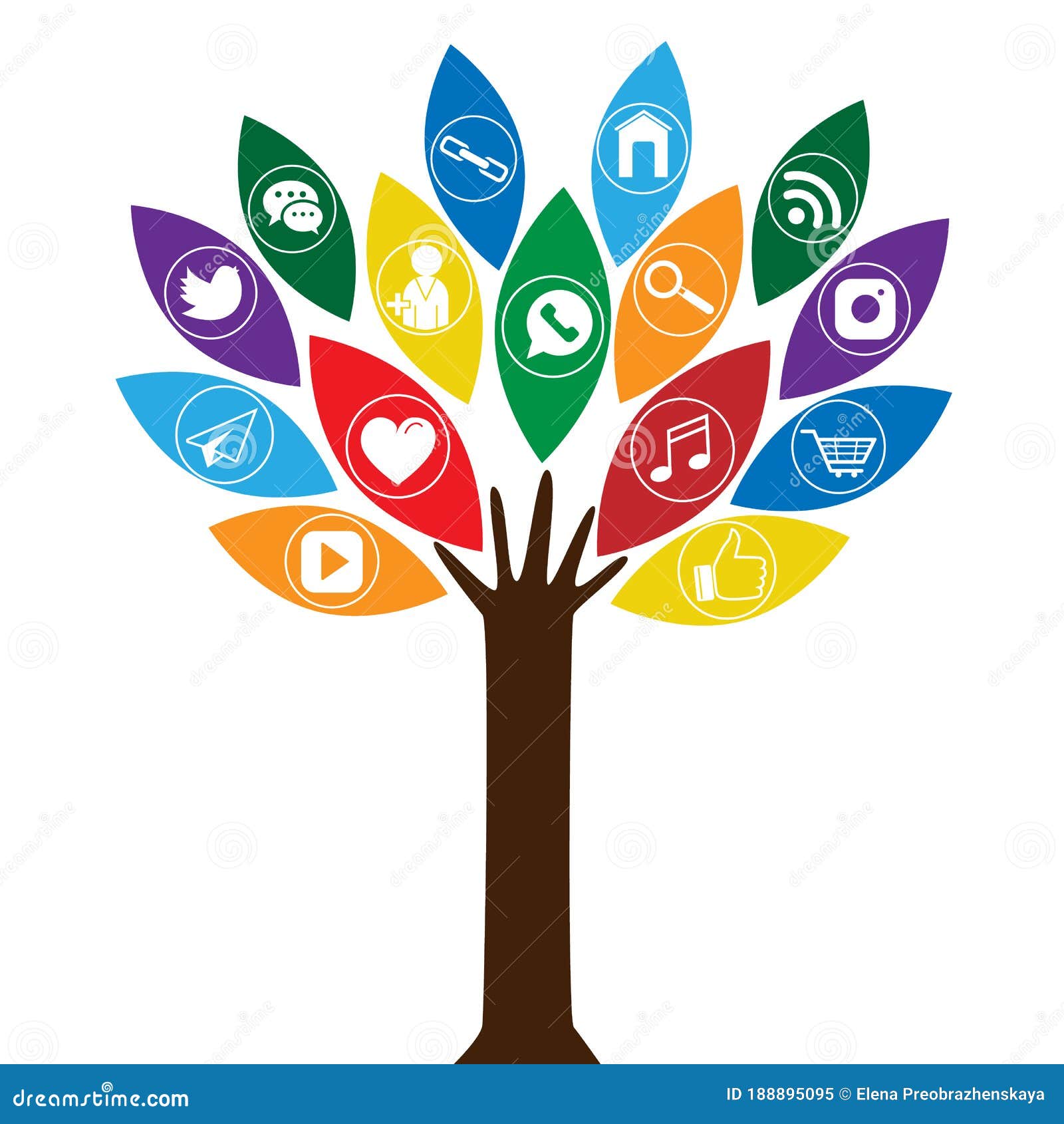Tree with Social Network Icons on the Foliage. Infographic Element ...