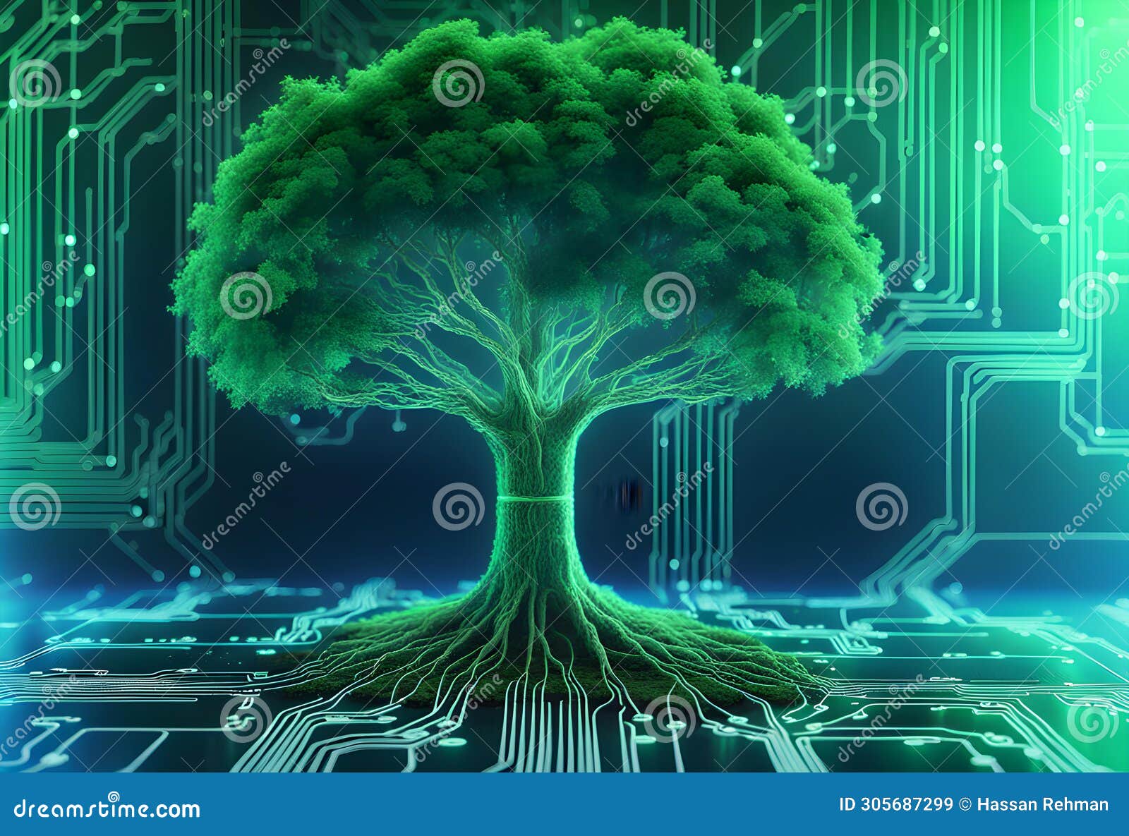 Tree with Soil Growing on the Converging Point of Computer Stock ...
