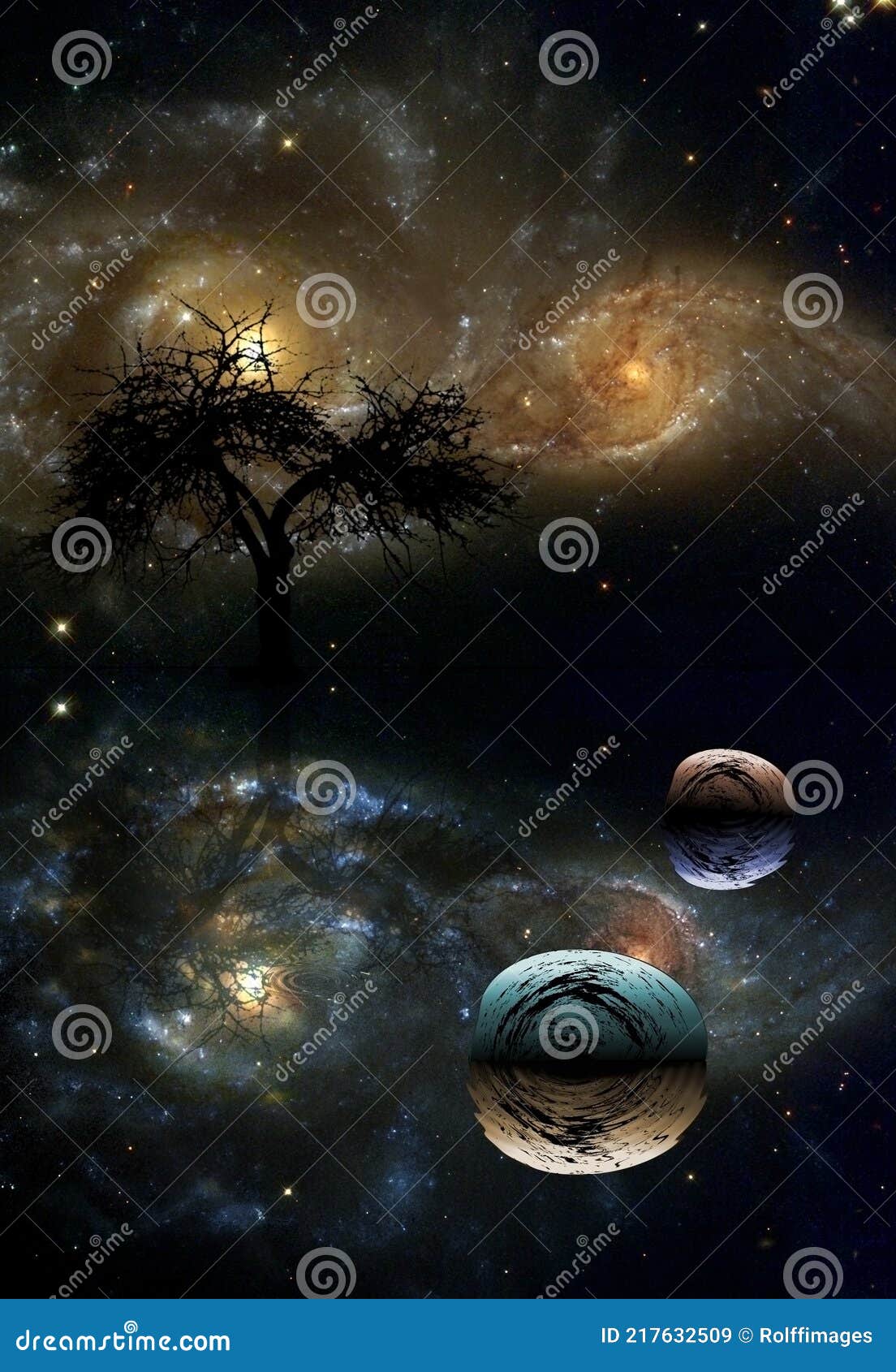 Tree in Space stock illustration. Illustration of imagination - 217632509