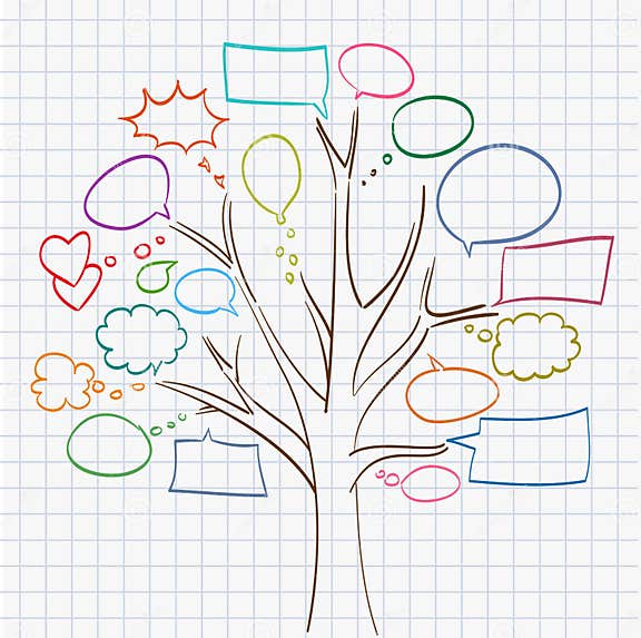 Tree with speech bubbles stock vector. Illustration of season - 30938763