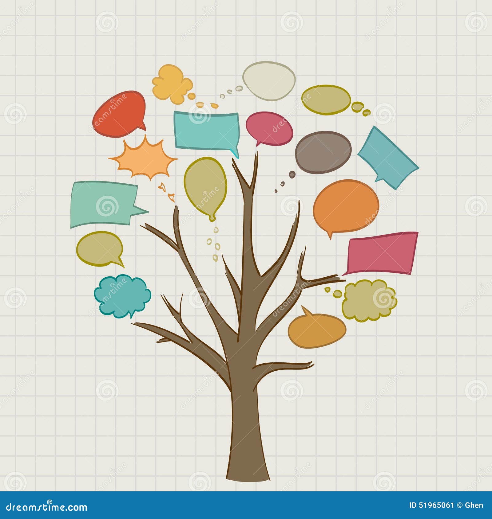 Tree with speech bubbles stock vector. Illustration of botany - 51965061