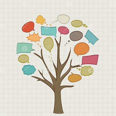 Tree with speech bubbles stock vector. Illustration of botany - 51965061
