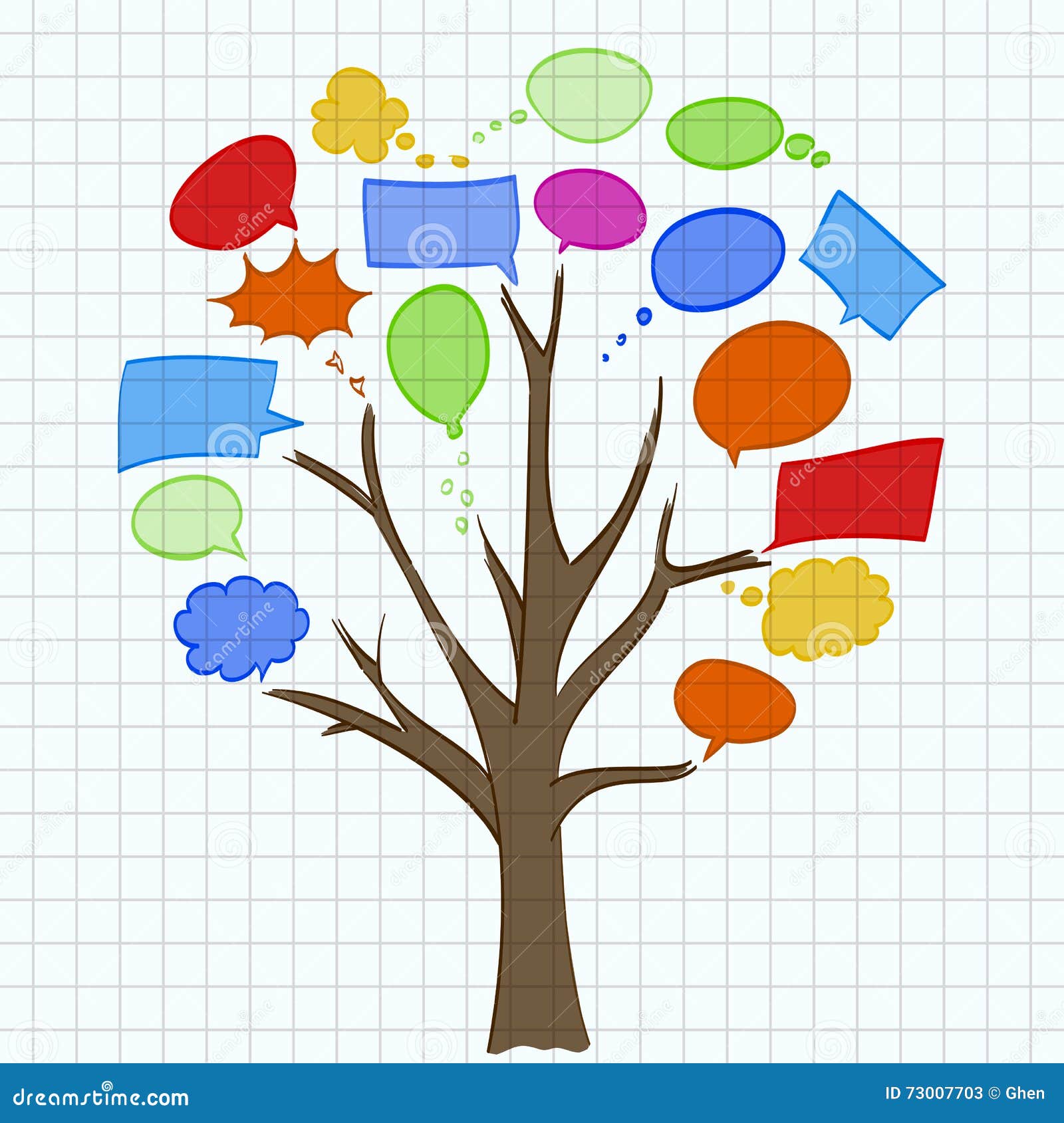 Tree with speech bubbles stock vector. Illustration of communicate ...