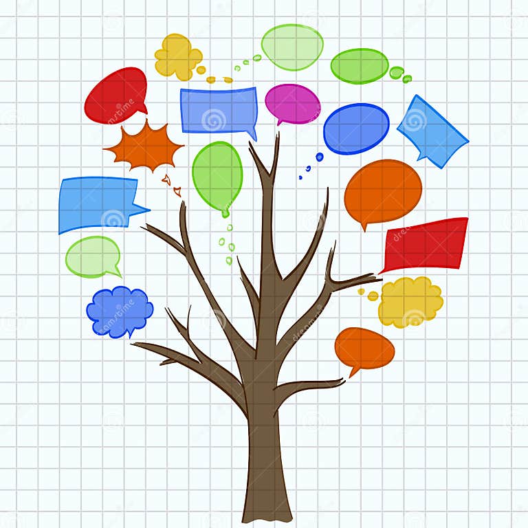 Tree with speech bubbles stock vector. Illustration of communicate ...