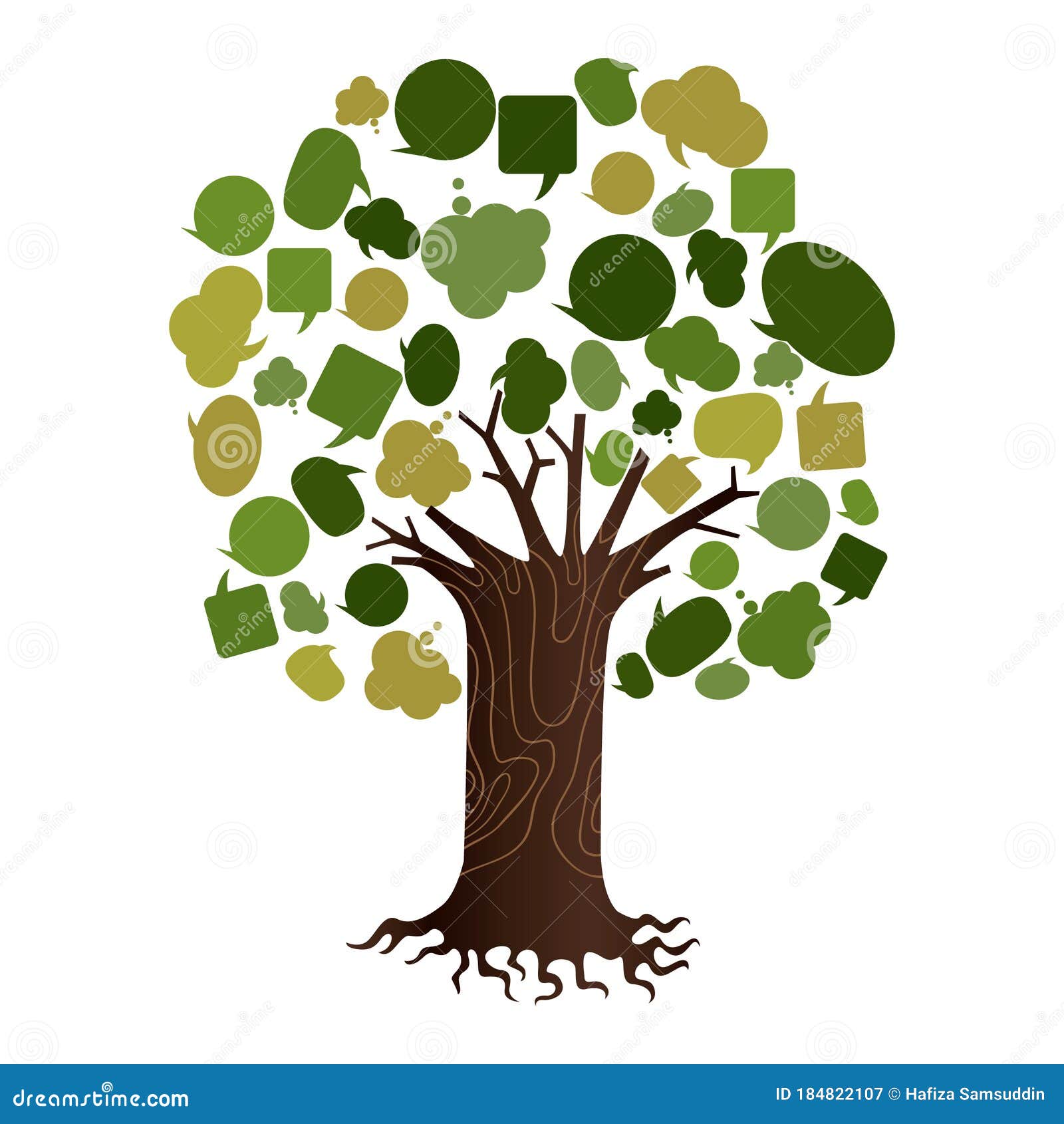 Tree of Speech Bubbles. Vector Illustration Decorative Background ...
