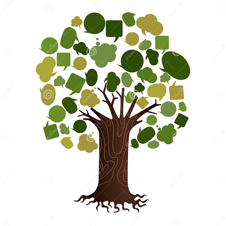 Tree of Speech Bubbles. Vector Illustration Decorative Design Stock ...