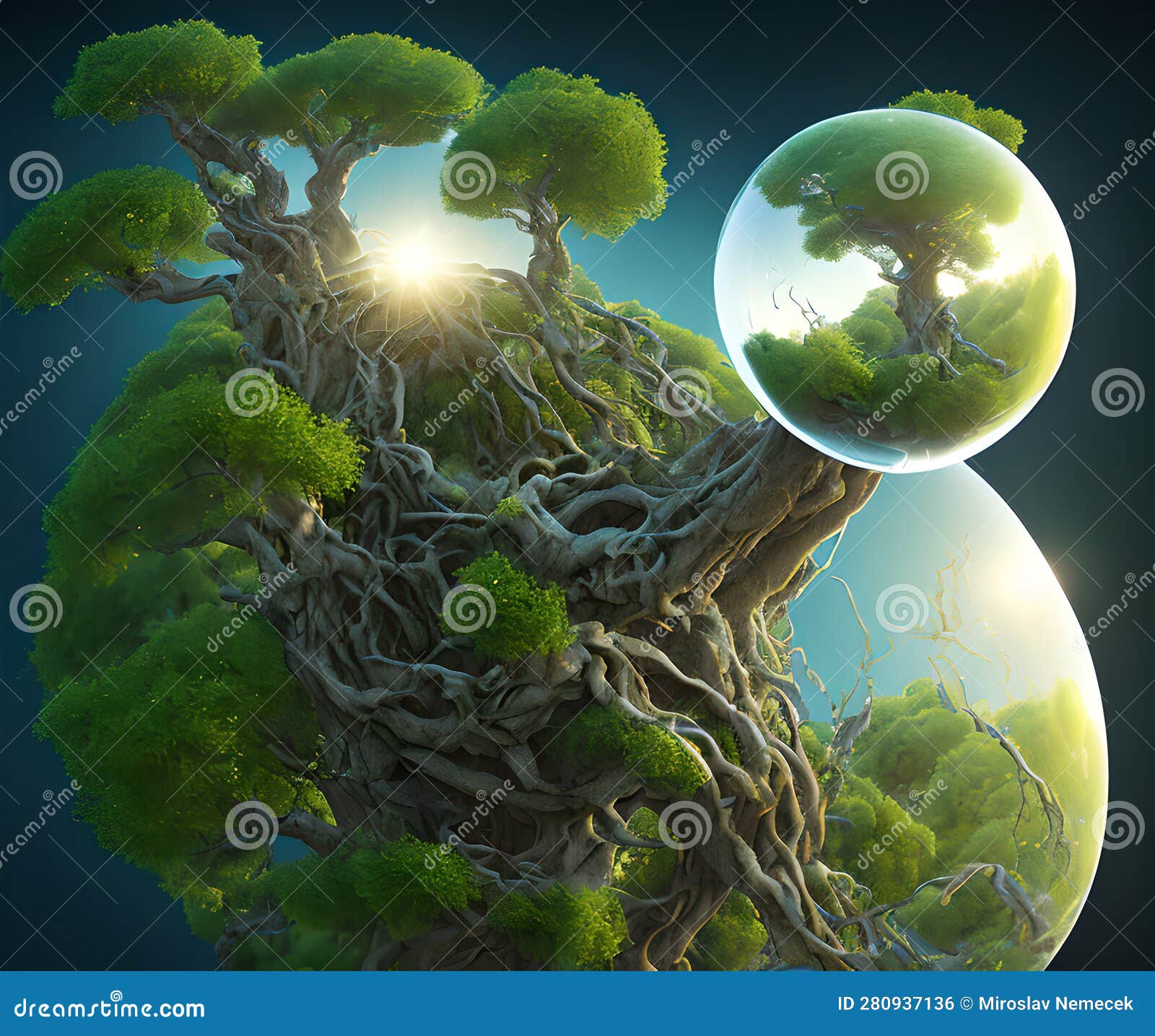 Tree in Sphere, Generative AI Illustration Stock Illustration ...