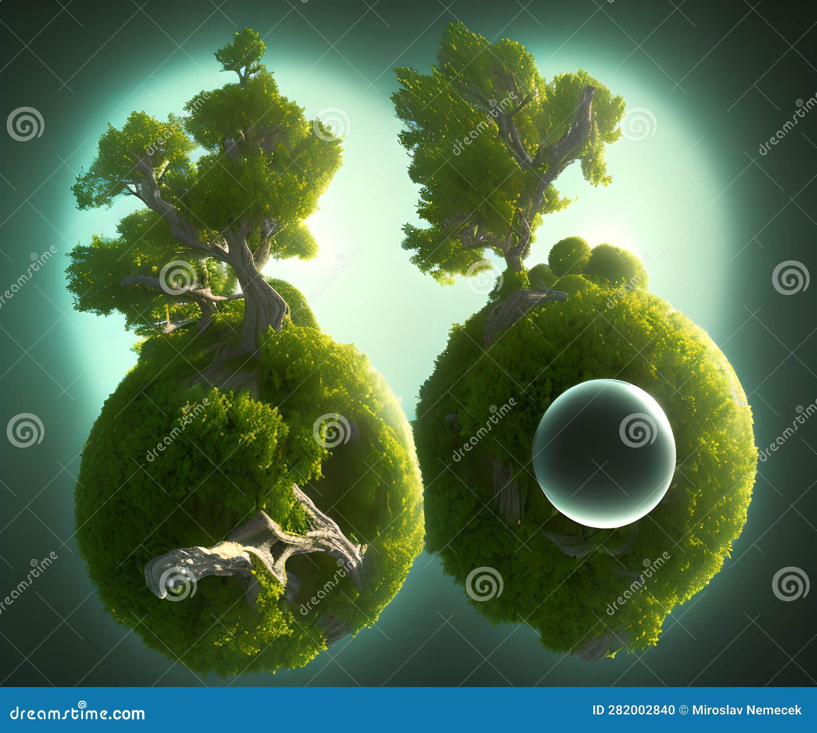 Tree in Sphere, Generative AI Illustration Stock Illustration ...