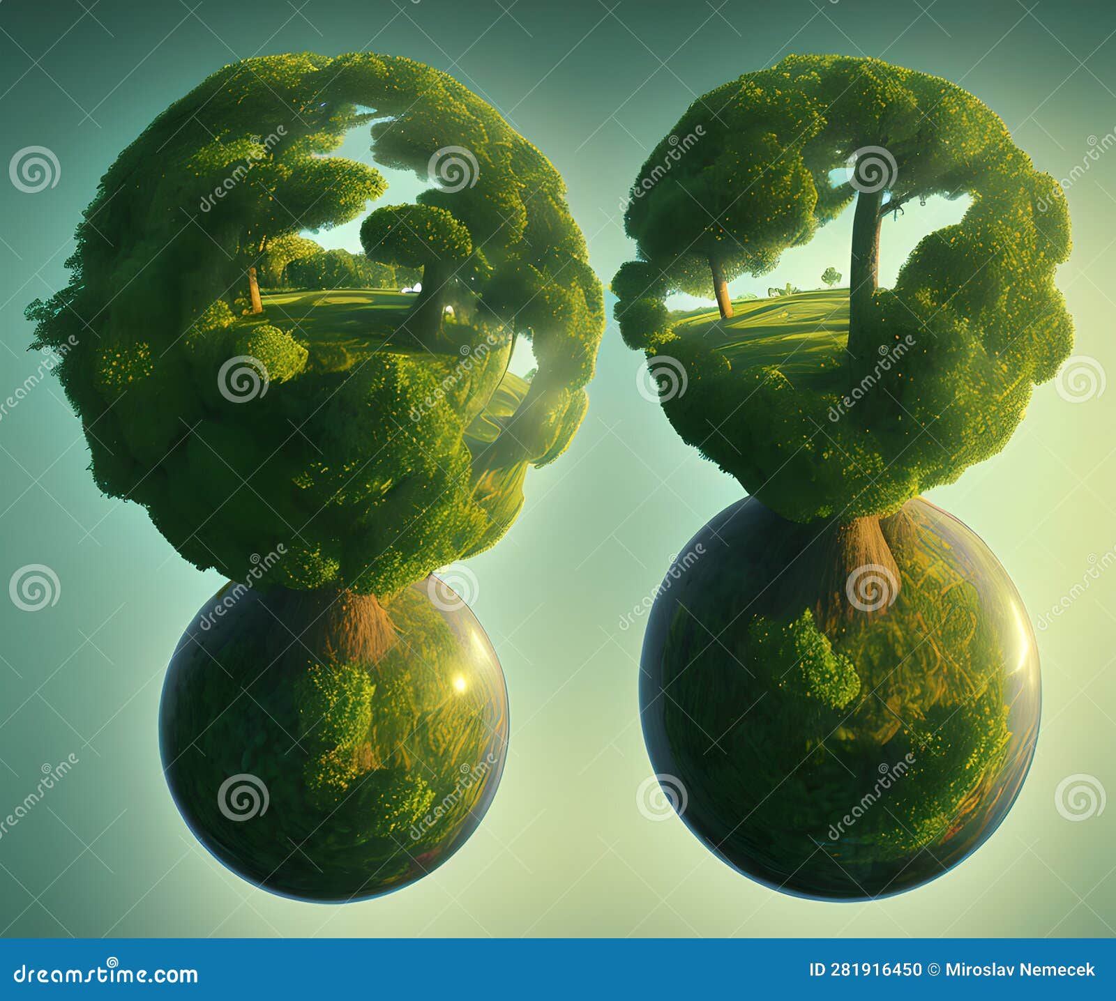 Tree in Sphere, Generative AI Illustration Stock Illustration ...