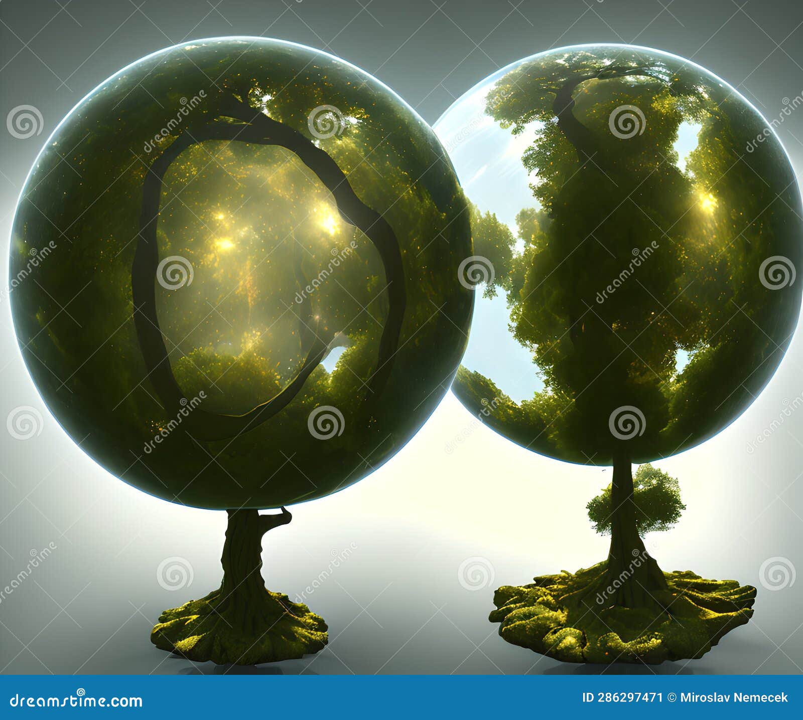 Tree in Sphere, Generative AI Illustration Stock Illustration ...