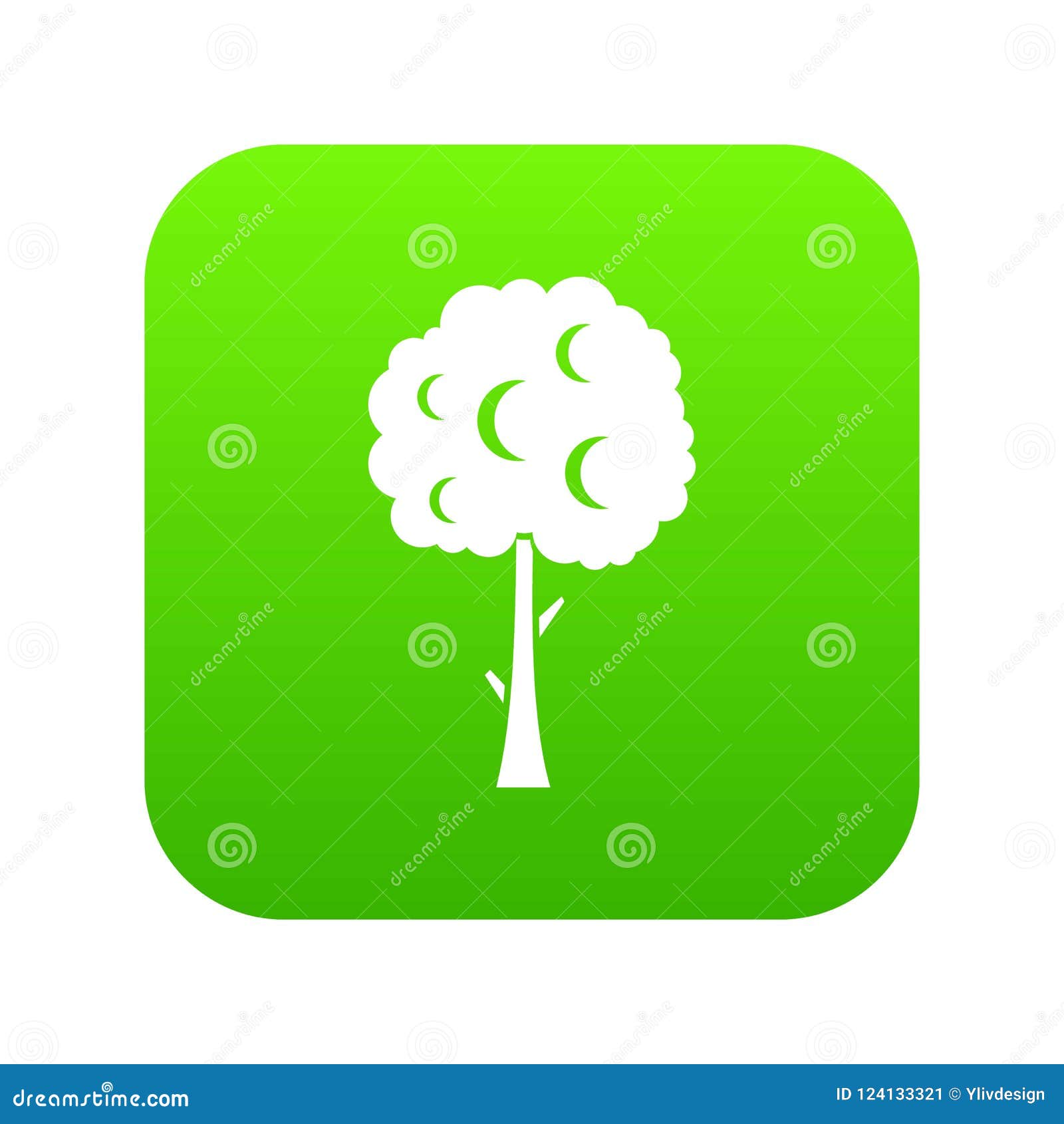 Tree with Spherical Crown Icon Digital Green Stock Vector ...