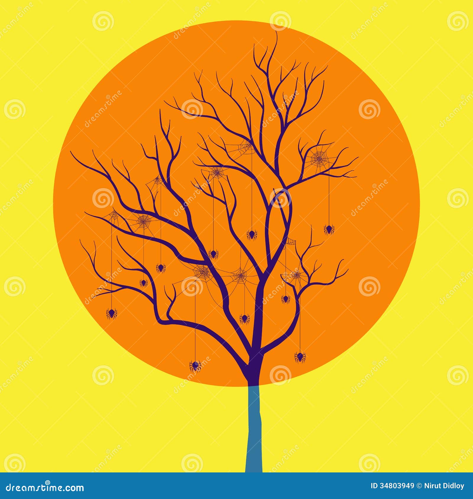 Tree with spider stock vector. Illustration of cartoon - 34803949