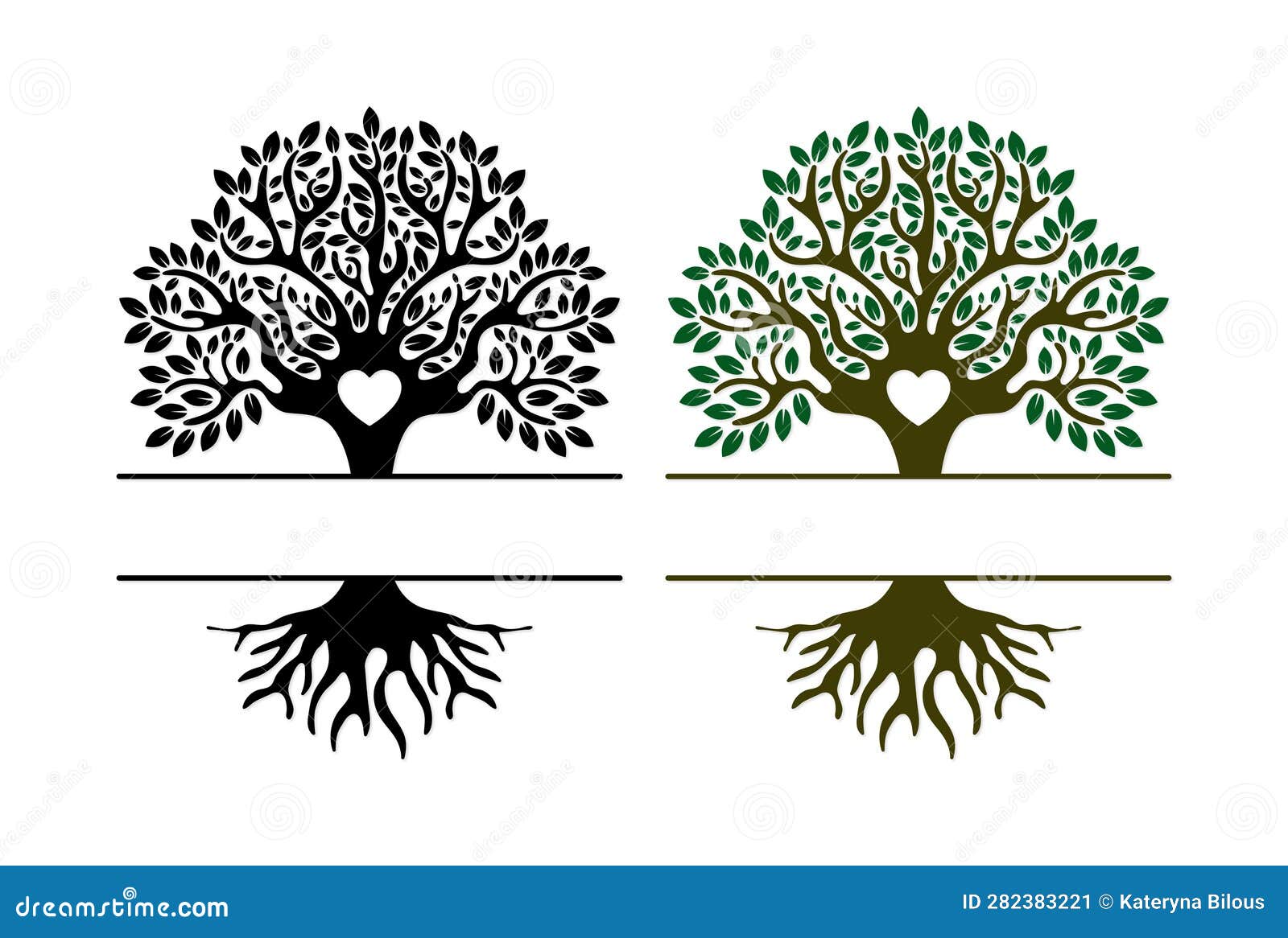 Tree Split Name Frame Family Monogram Template Stock Vector ...