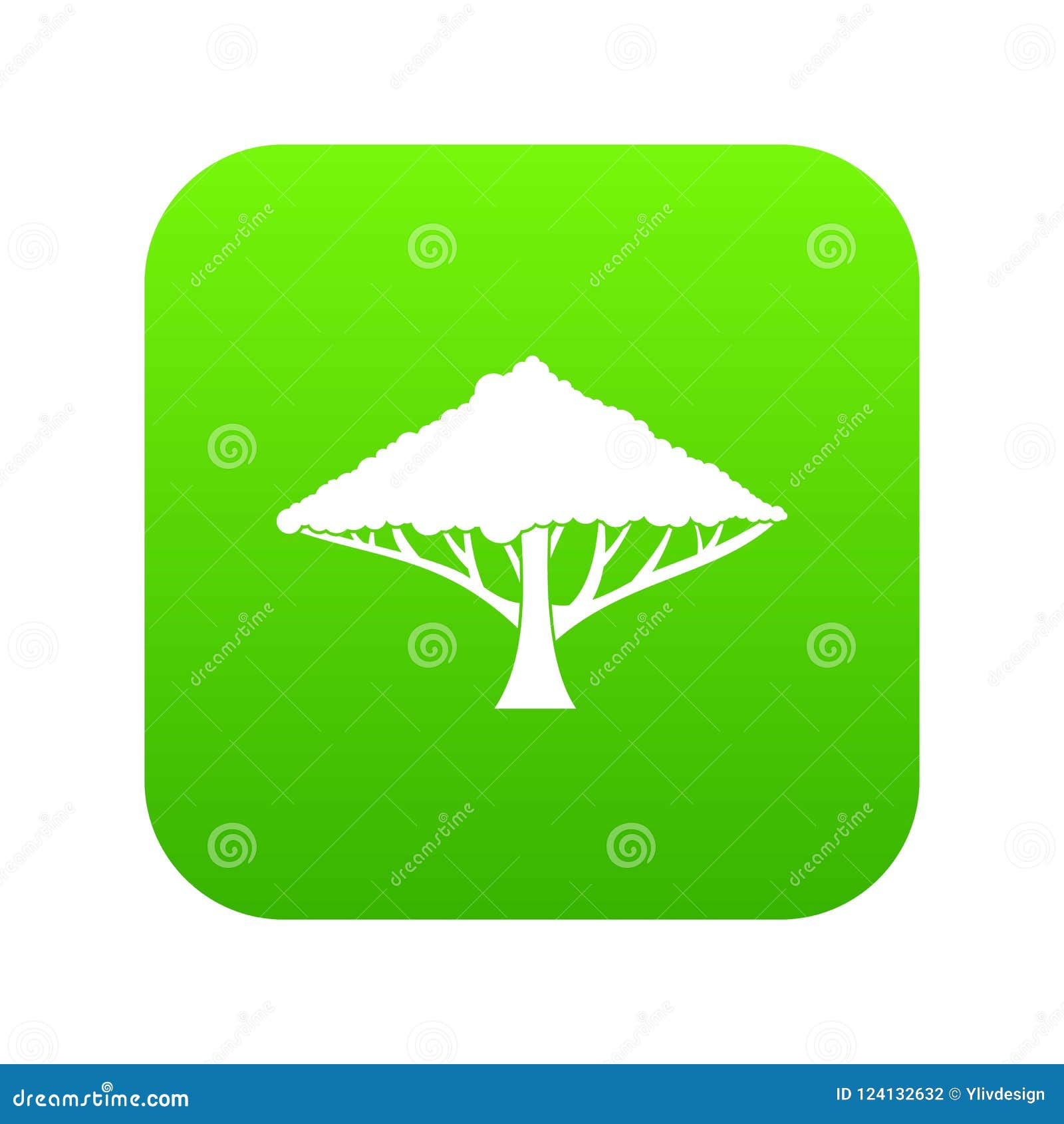 Tree with a Spreading Crown Icon Digital Green Stock Vector ...