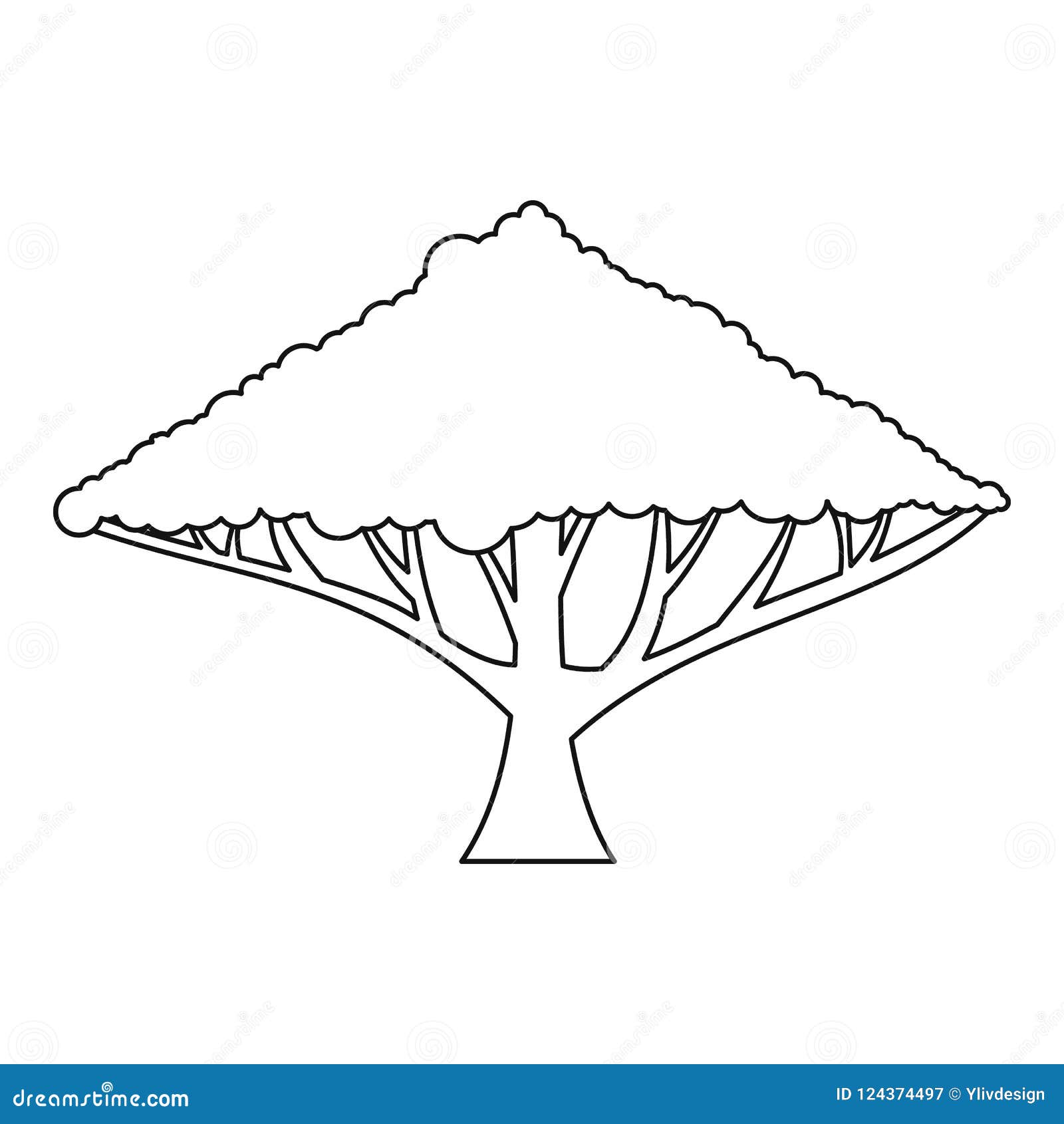 Tree with a Spreading Crown Icon, Outline Style Stock Illustration ...