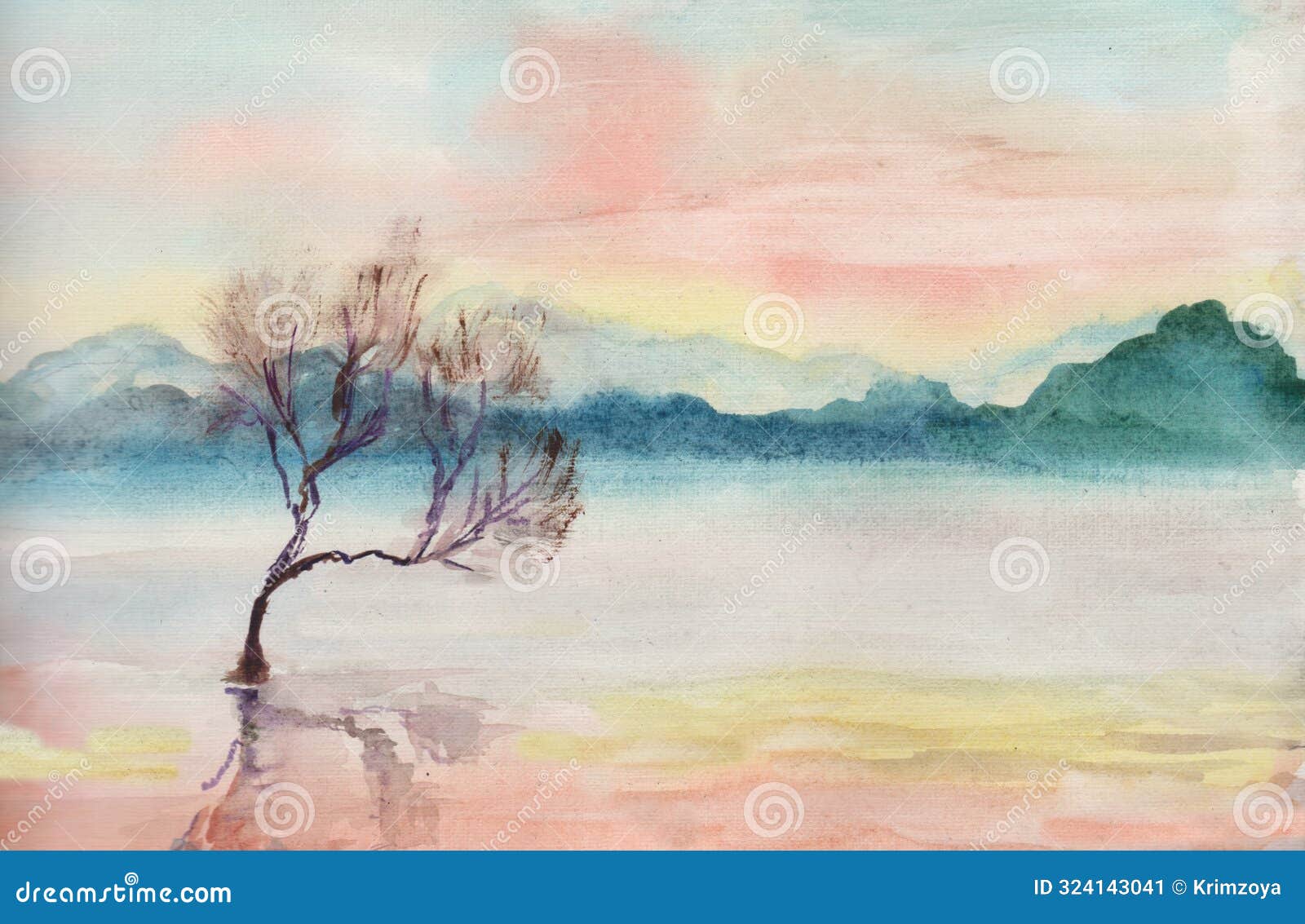 Tree in Spring during Flood Stock Illustration - Illustration of ...