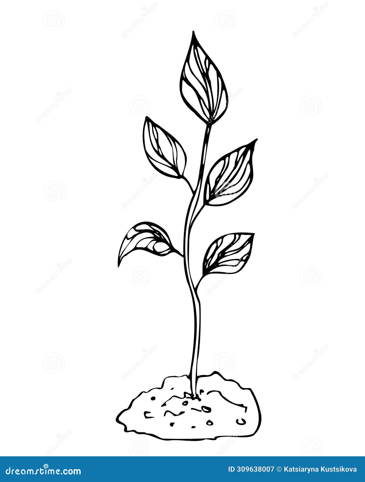 Tree Sprout in Graphic Style Stock Vector - Illustration of coloring ...